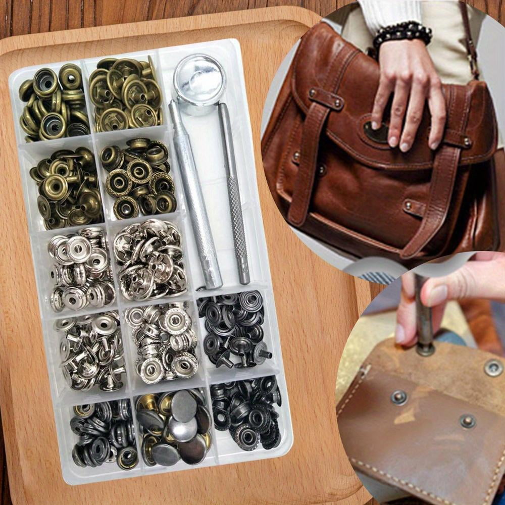 60 Sets 15mm 5/8" Metal Snap Buttons,Leather Snap Fasteners Kit with ...