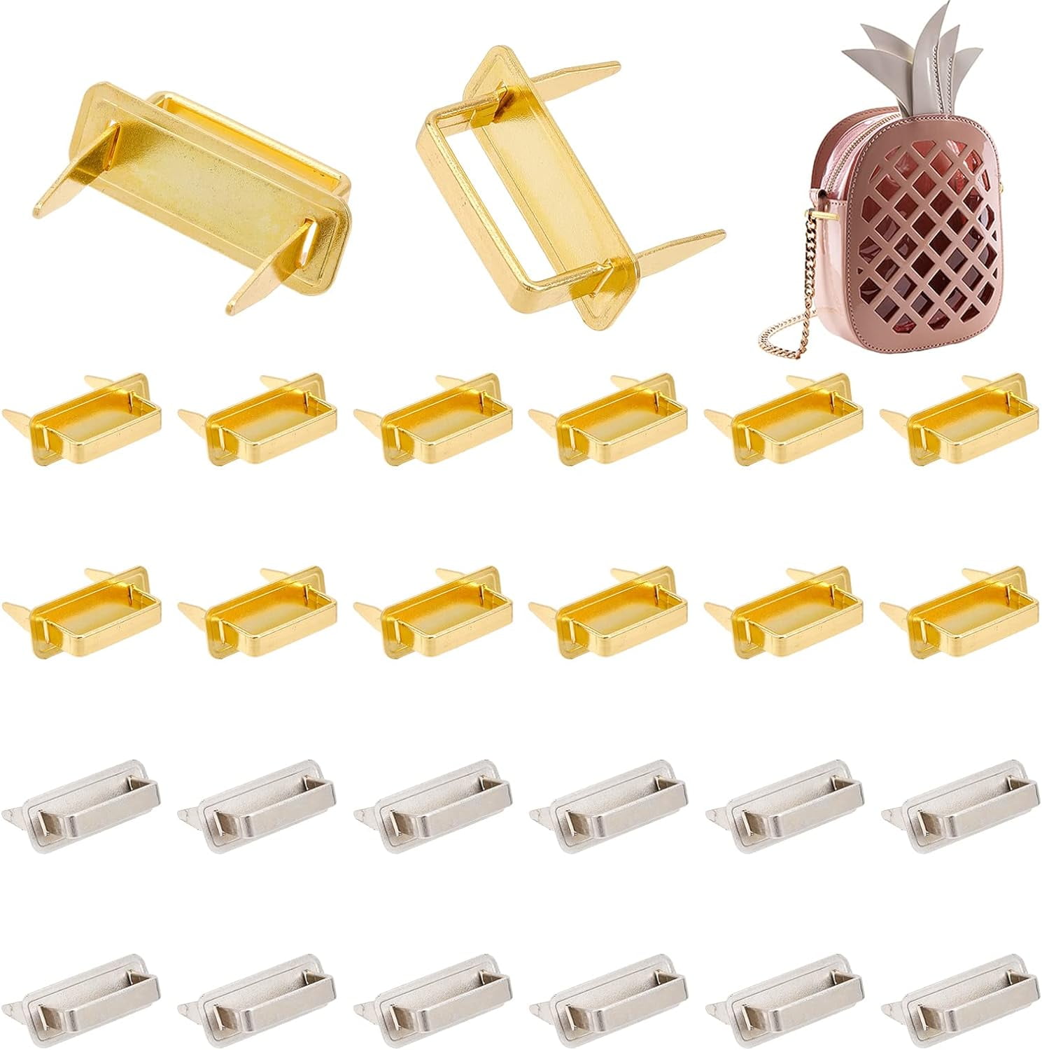60 Sets 2 Colors Iron Bag Handles Base Metal Arch Bridge Purse Hardware ...
