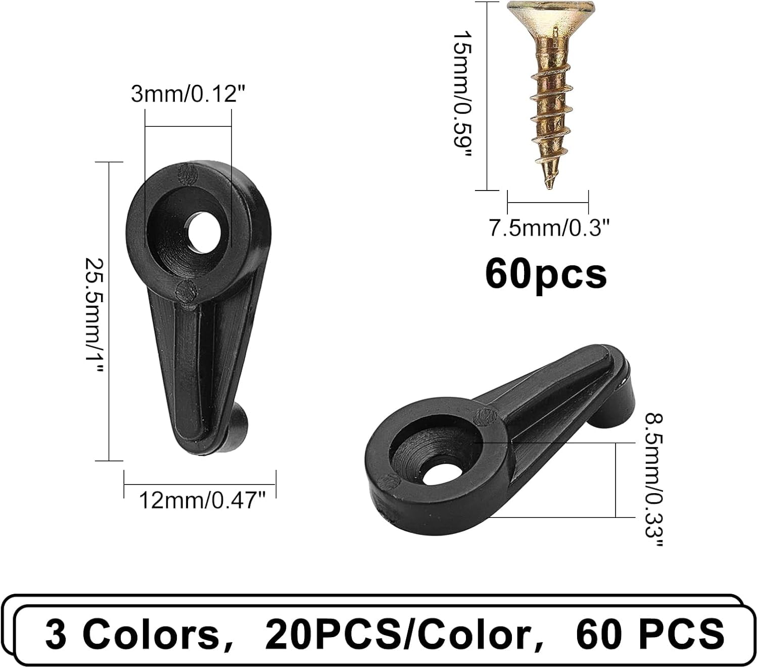 60 Sets 3 Colors Plastic Glass Panel Clip Mirror Bracket with Iron ...