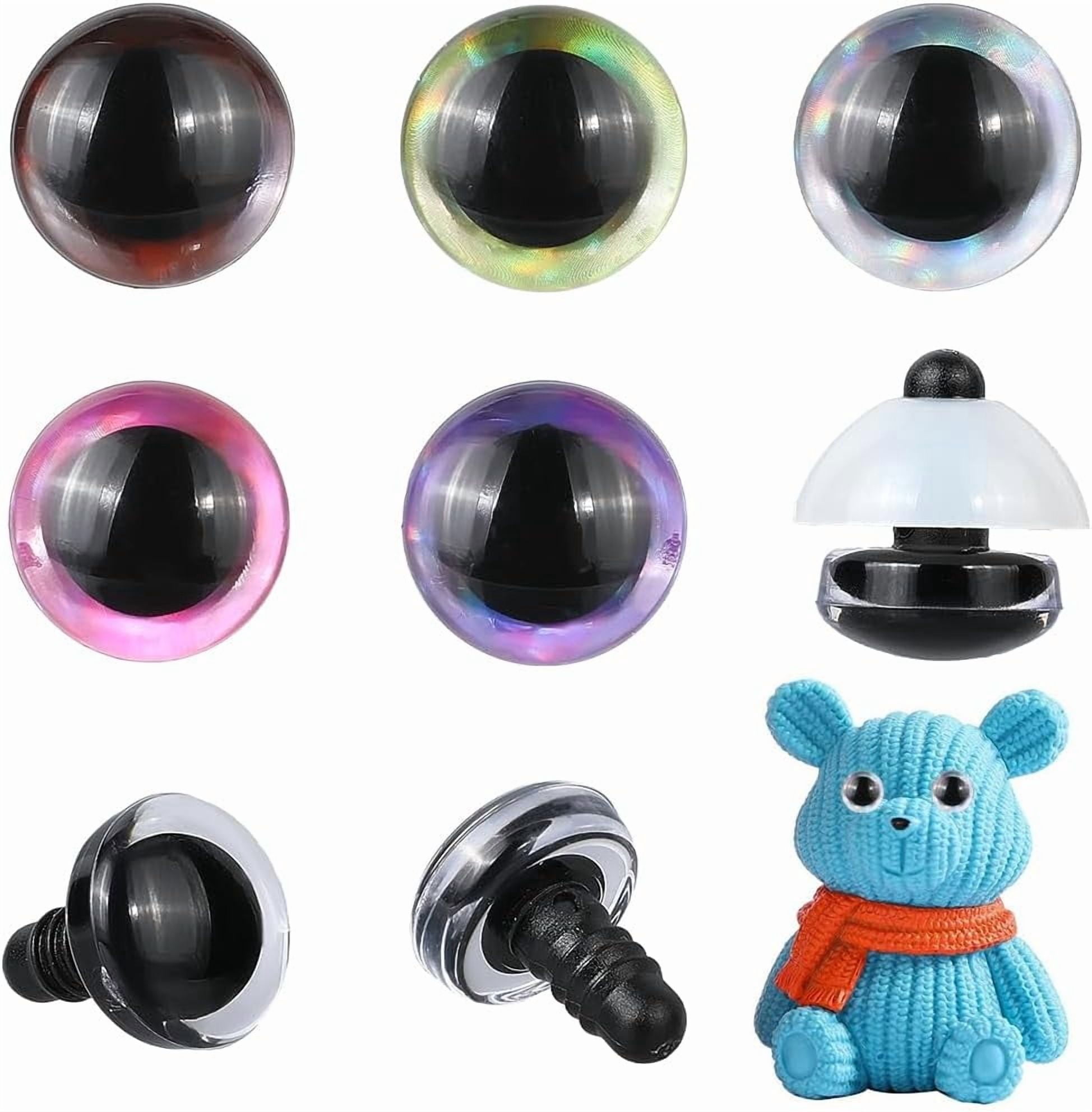 60 Sets 5 Colors 3D Glitter Safety Eyes 18mm Round Plastic Amigurumi ...