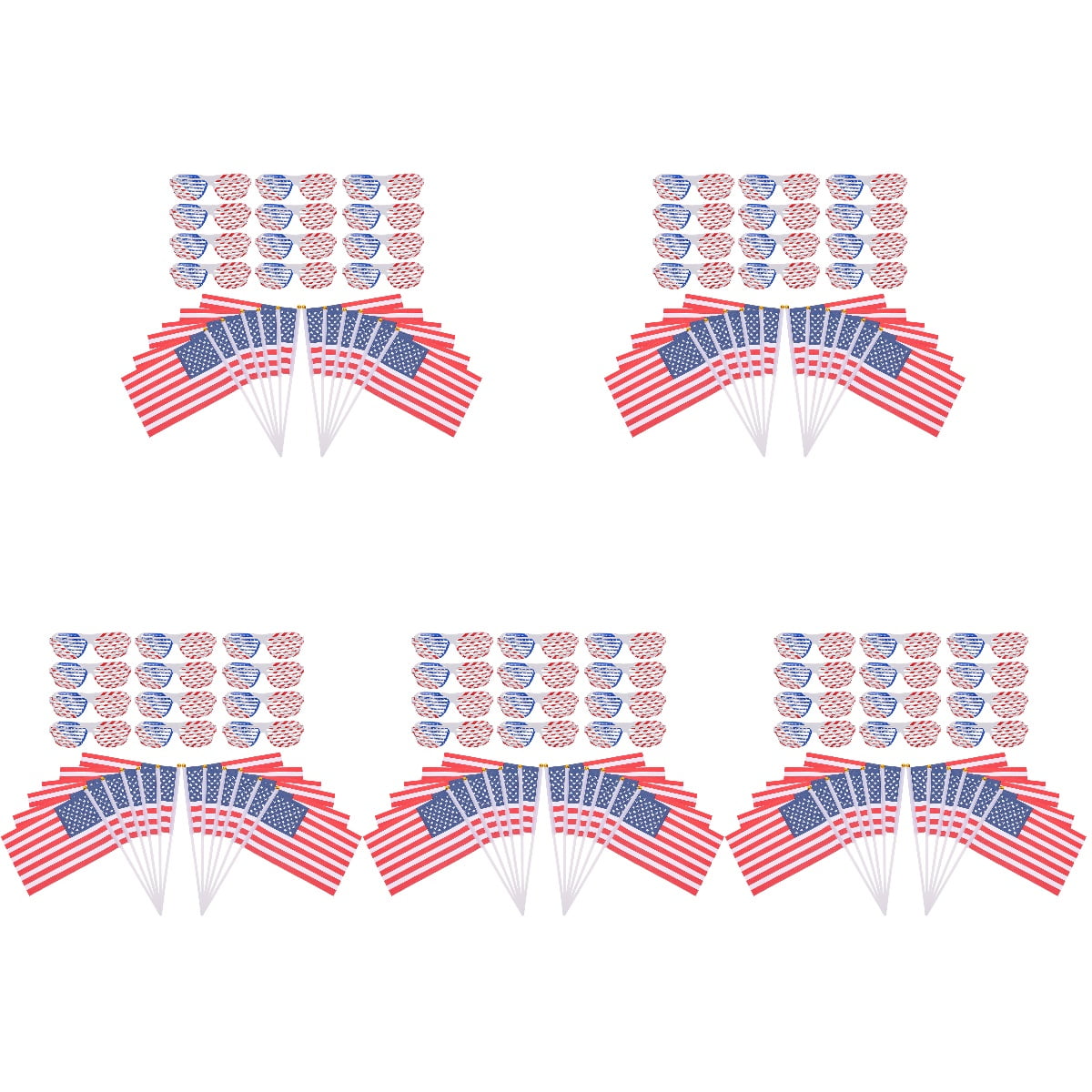 60 Sets American Flag Glasses Christmas Decor Small Flags Patriotic ...