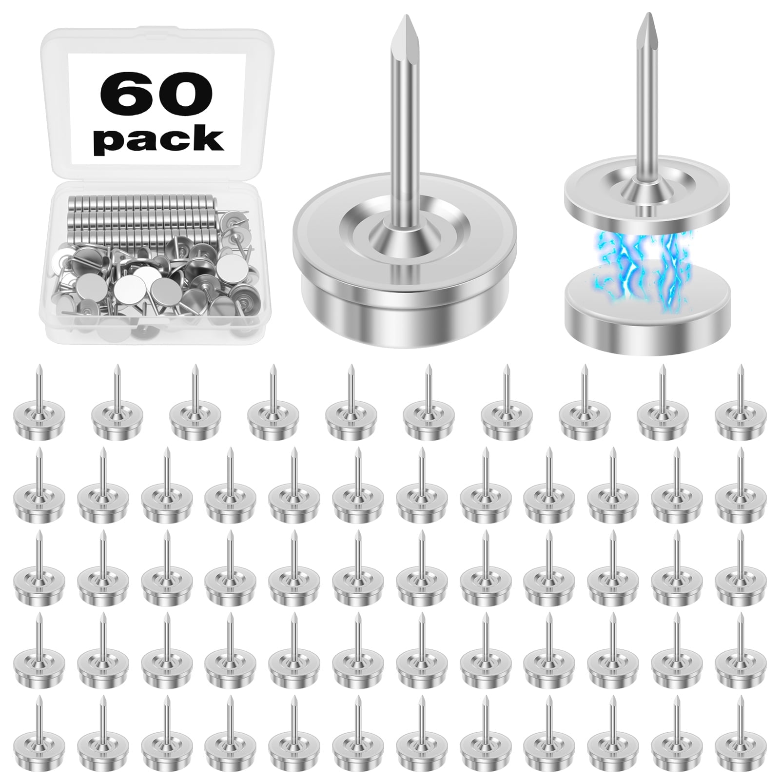 60 Sets Magnetic Push Pins Magnet Thumbtack for Wall Bulletin Board ...
