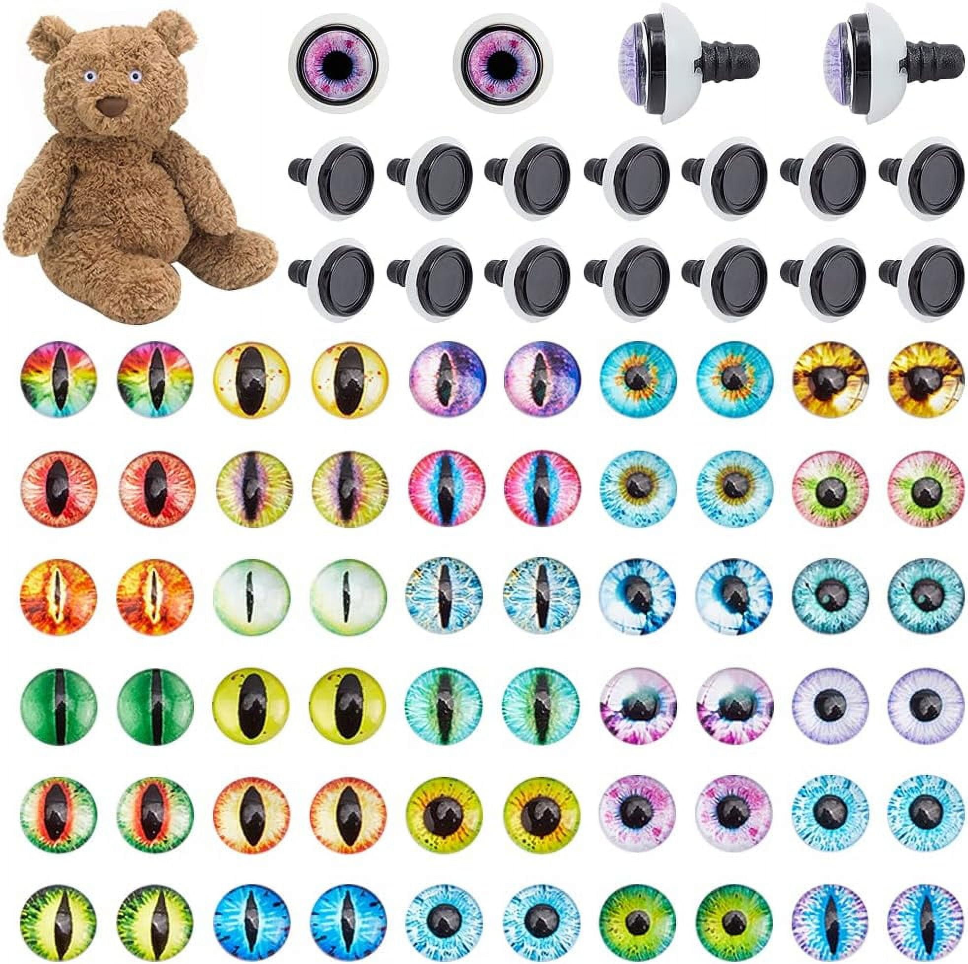 60 Sets Safety Eyes 12mm Eye Glass Cabochons Craft Eyes Black Stuffed ...