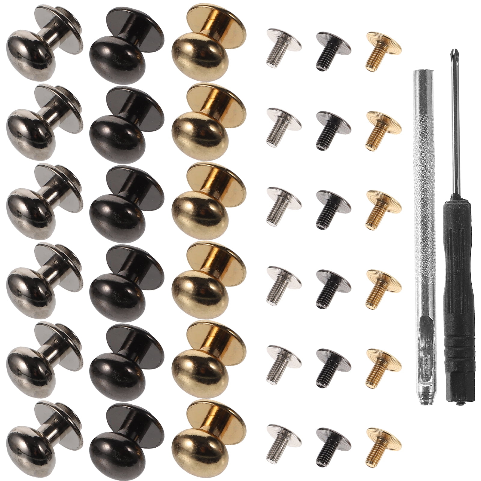 60 Sets Useful DIY Brass Rivet Studs Screw Nails With Pull Ring Round ...
