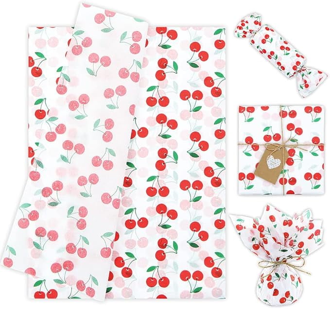 60 Sheet Cherry Tissue Paper for Gift Wrapping, 28 * 20 Inch Cherries ...