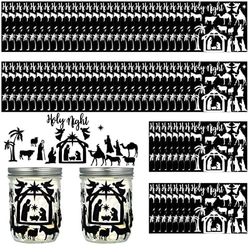 60 Sheet Nativity Scene Stickers Christmas Religious Jesus Mason Jar ...