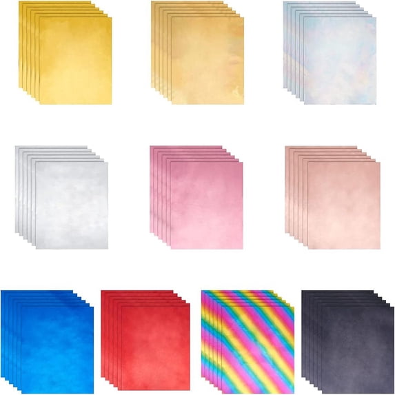 60 Sheets 10 Style PVC Heat Transfer Sheets Square Mixed Color ...