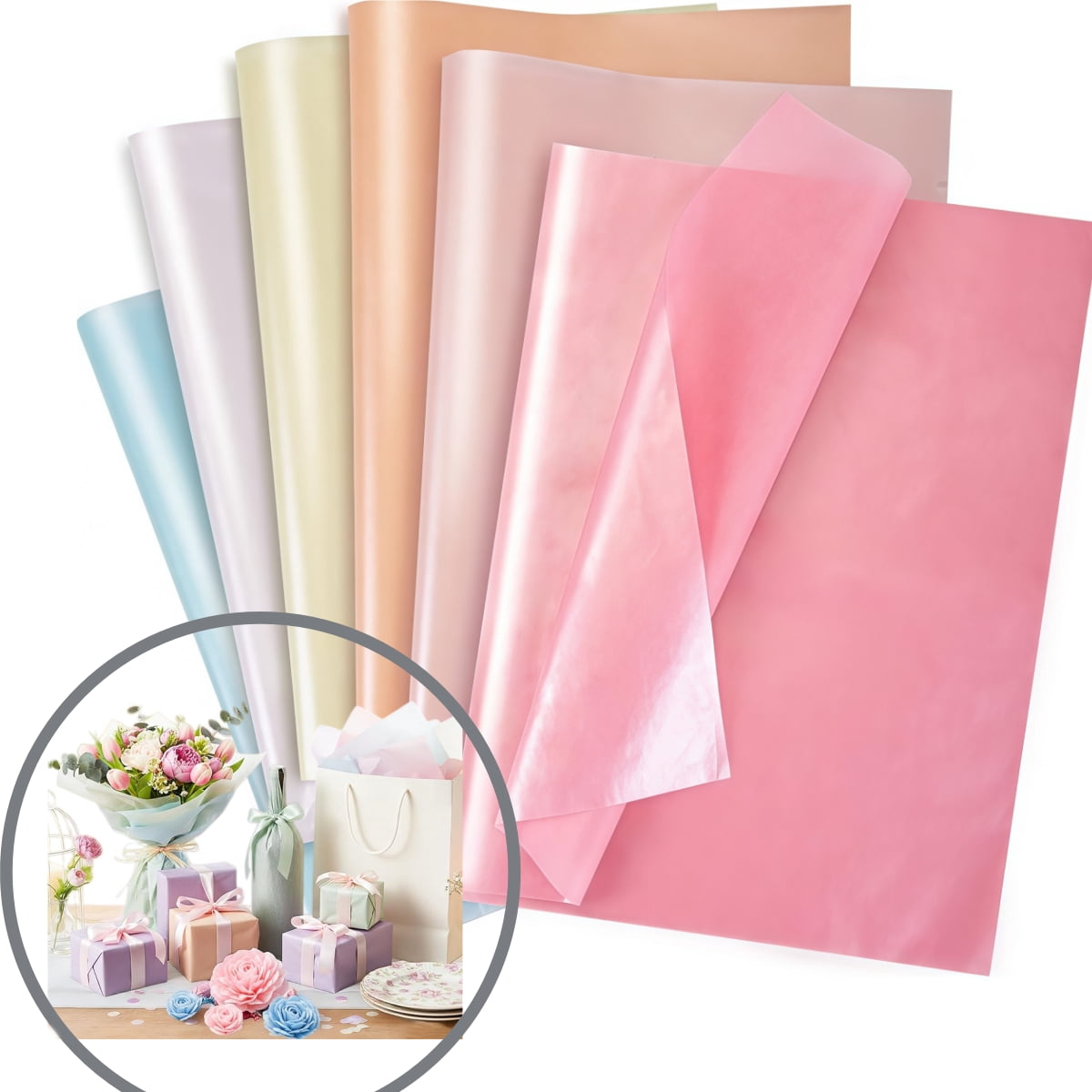 Artrylin 60 Sheets 19.7x13.8 inch Tissue Paper,6 Metallic Colors Tissue ...