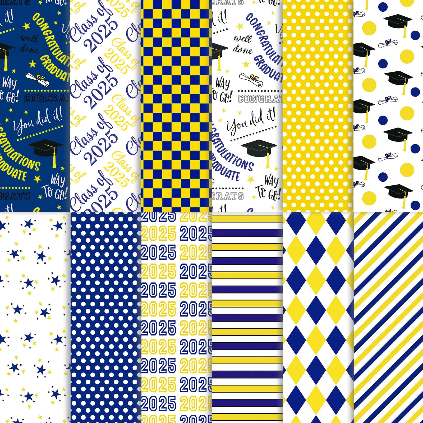 60 Sheets 2025 Graduation AIF9 Scrapbook Paper, 8.3'' Graduation Caps ...