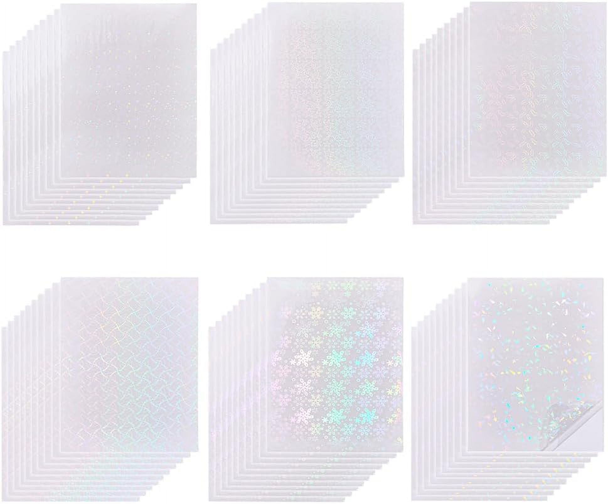 60 Sheets 6 Styles 0.8x1.2 Inch Holographic Laminate Sheets Transparent ...