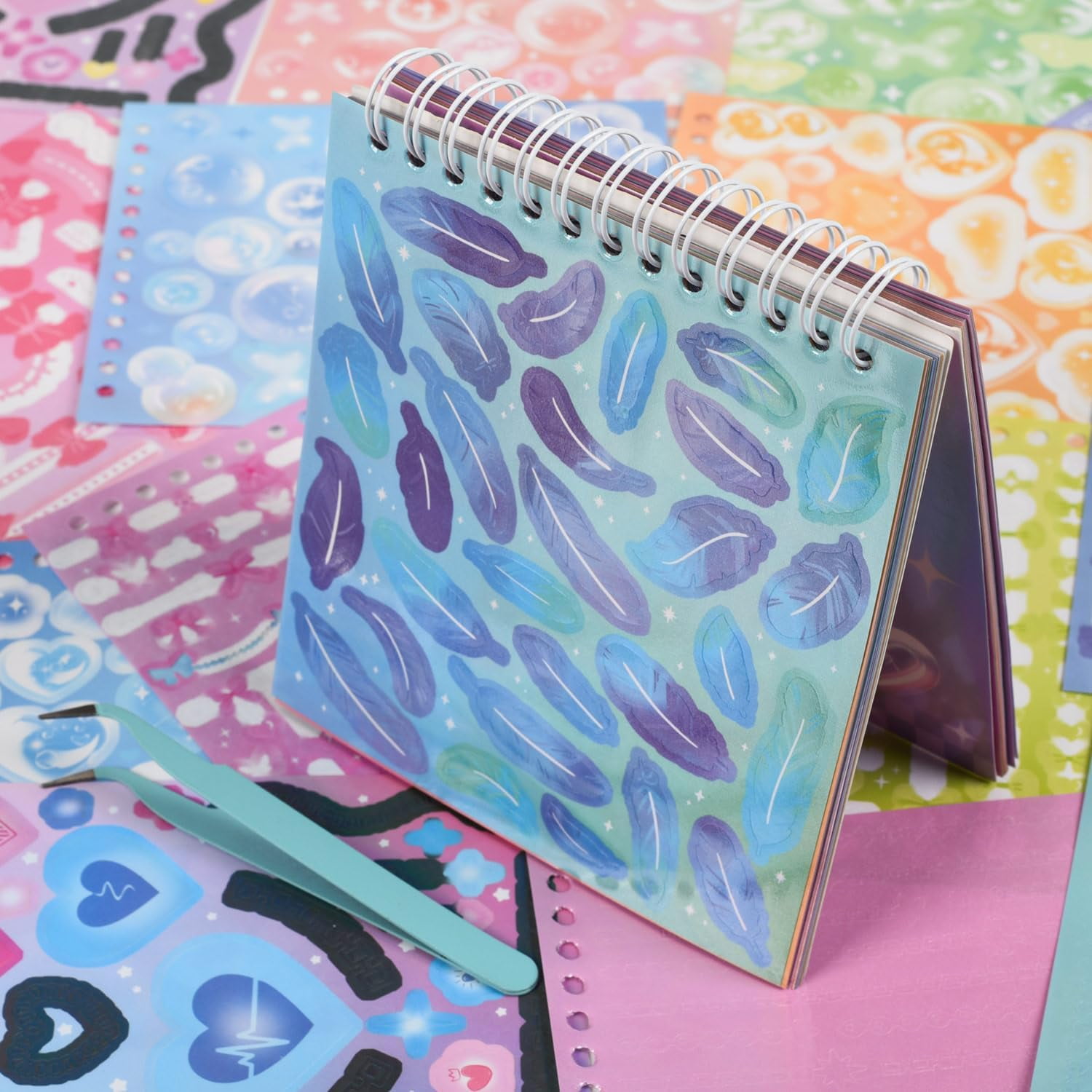 60 Sheets Butterfly Ribbon Shiny Stickers book - Cute Korean Bubbles ...