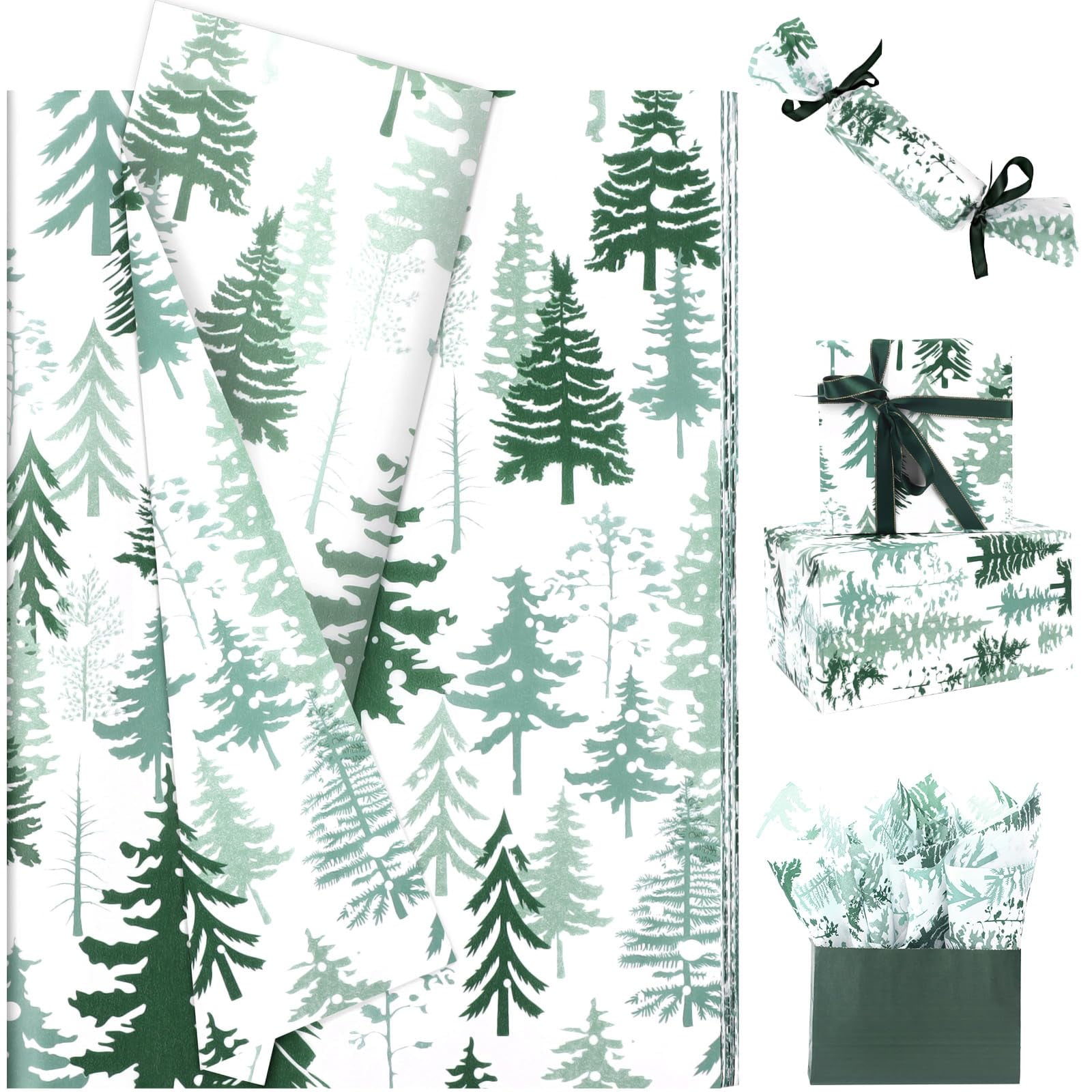 60 Sheets Christmas Tree SBF3 Tissue Paper, 20''x14'' Watercolor Xmas ...