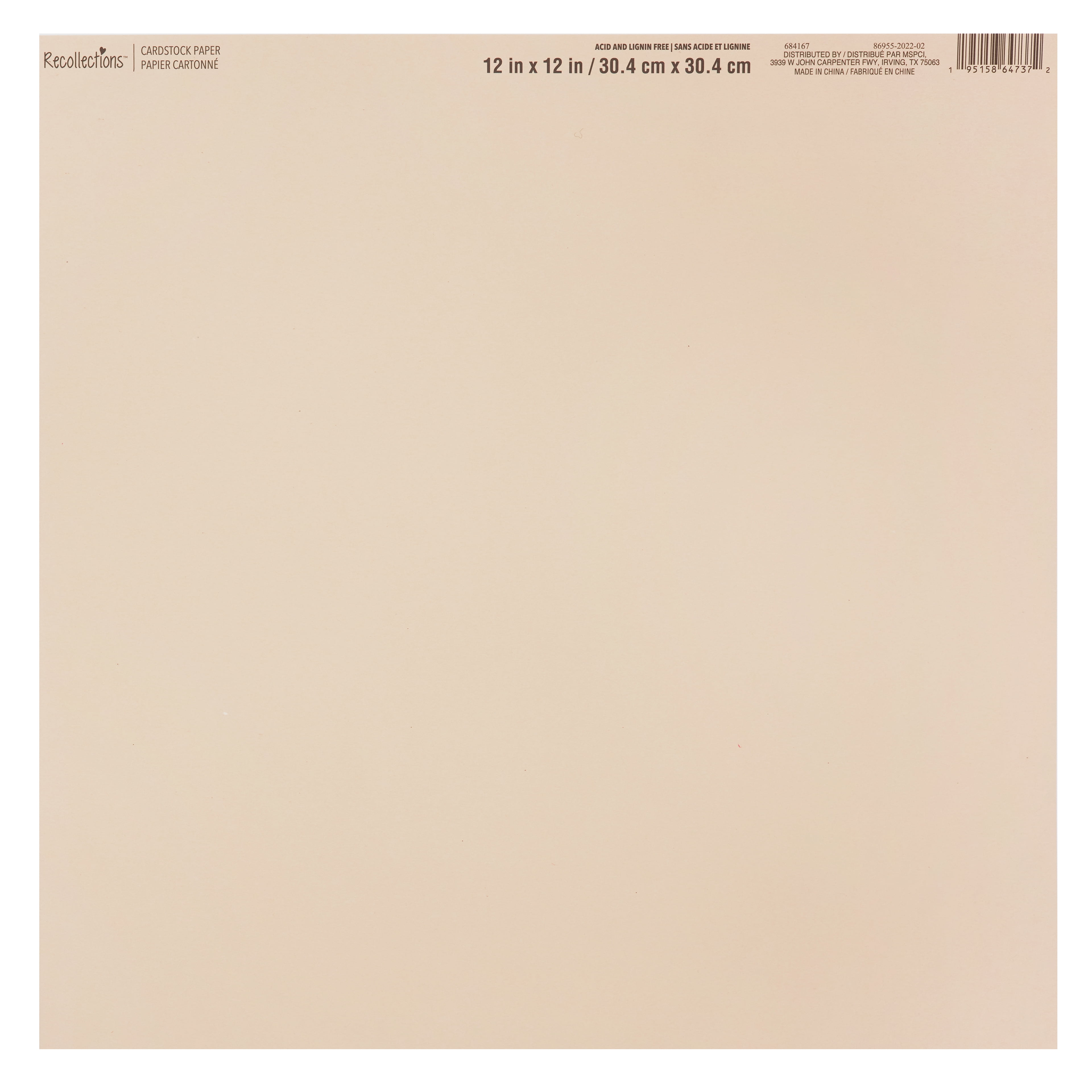 60 Sheets Desert Sand 12" x 12" Smooth Solid Cardstock Paper by Recollections - Acid & Lignin ...