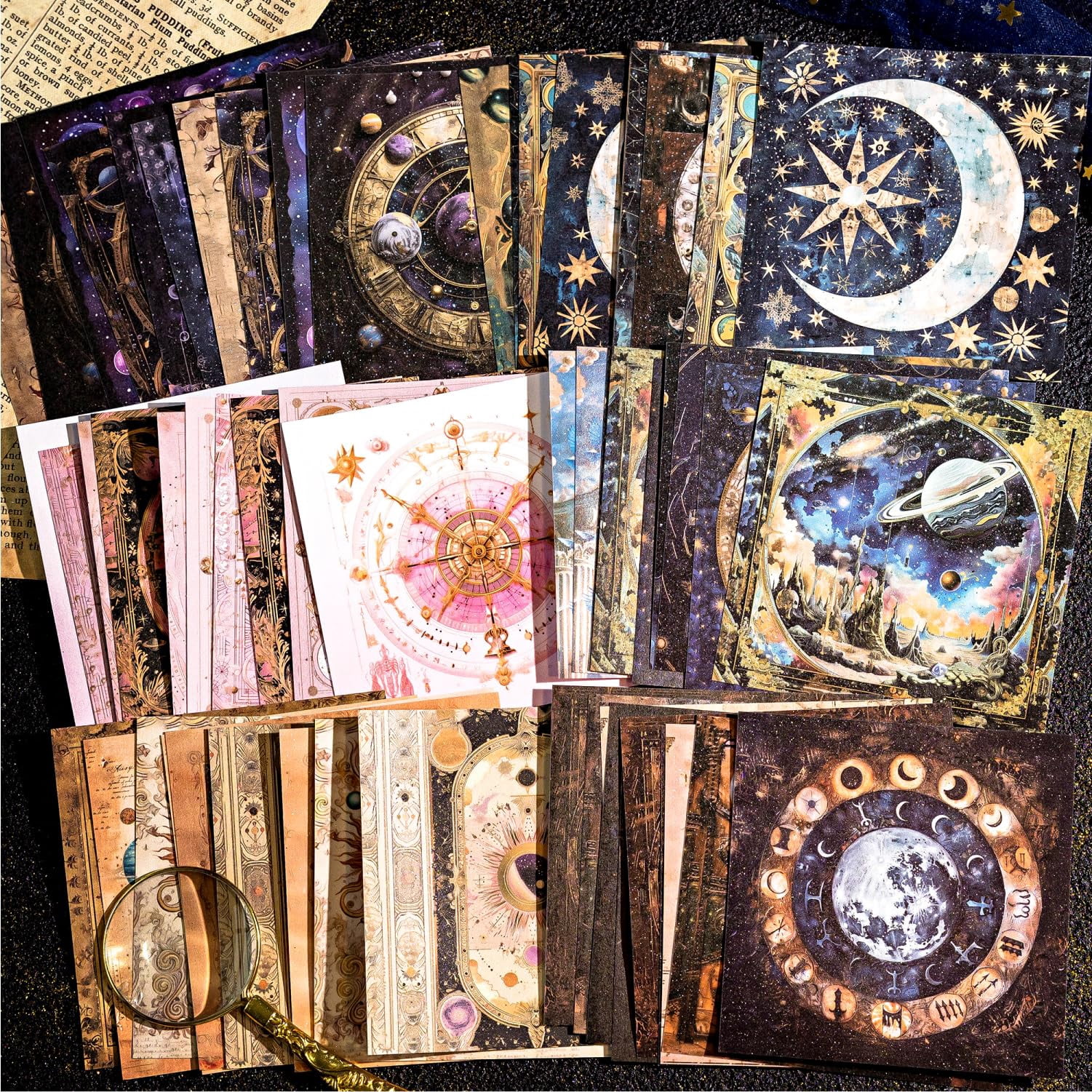 60 Sheets Fantasy Lunar Celestial Scrapbook BSL1 Paper, Vintage Self ...