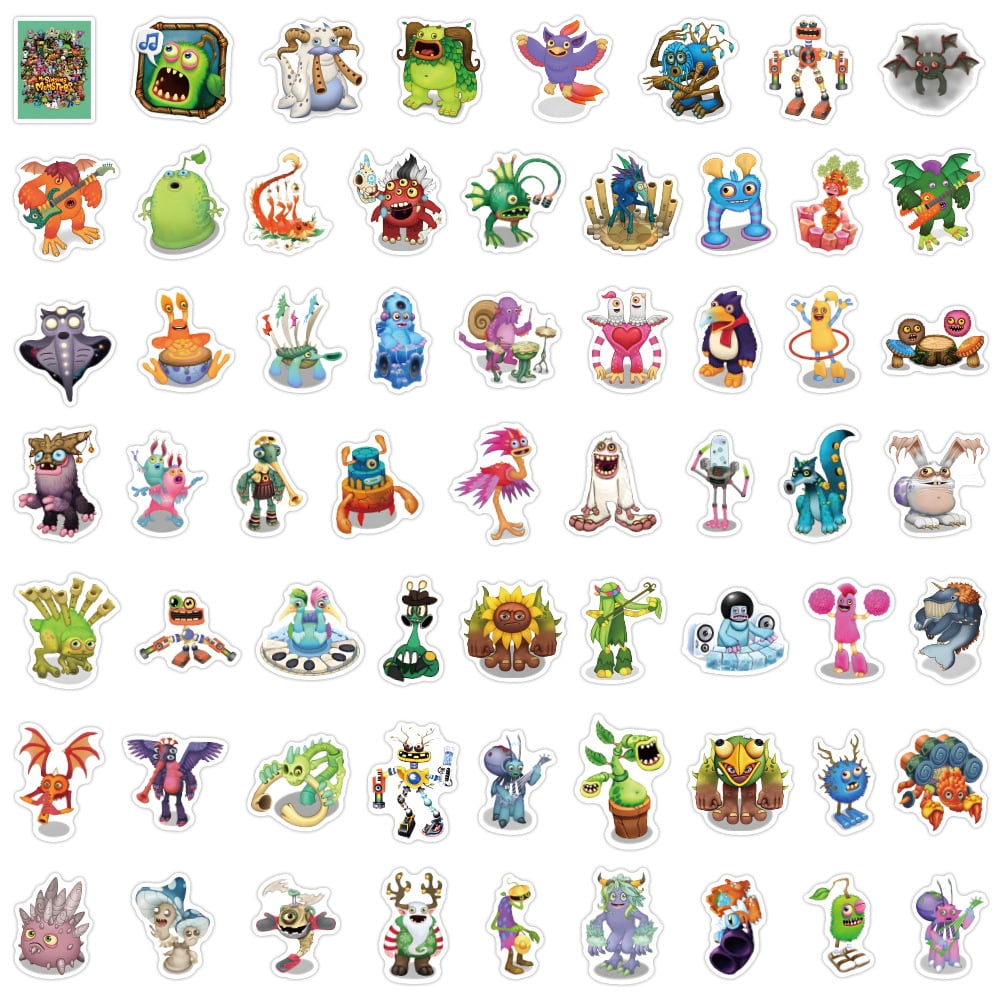 60 Sheets Game Monster Concert Cartoon Graffiti Stickers Car Suitcase ...