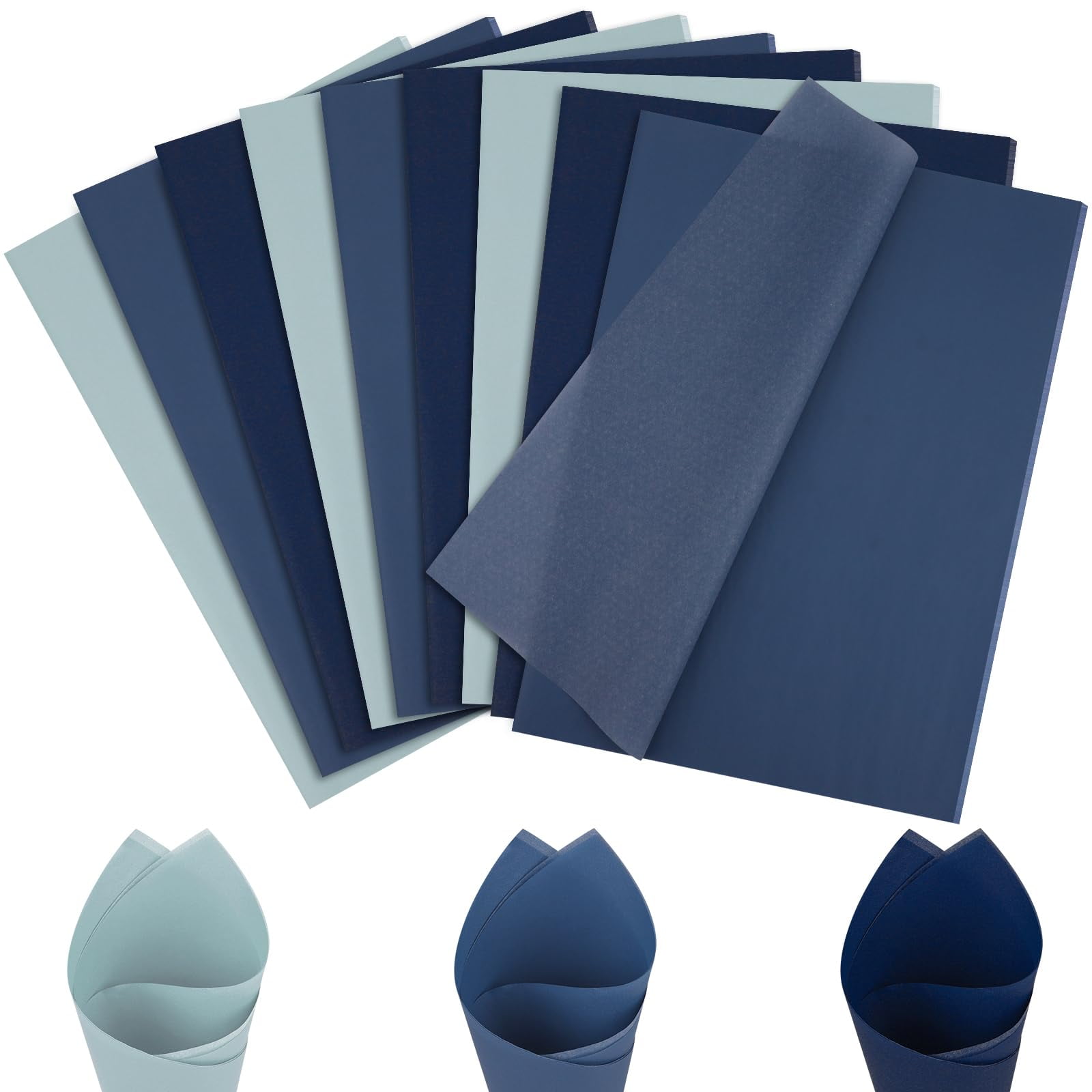 60 Sheets Gradient Dusty Blue Tissue Paper, 20x14 Inch Assorted ...