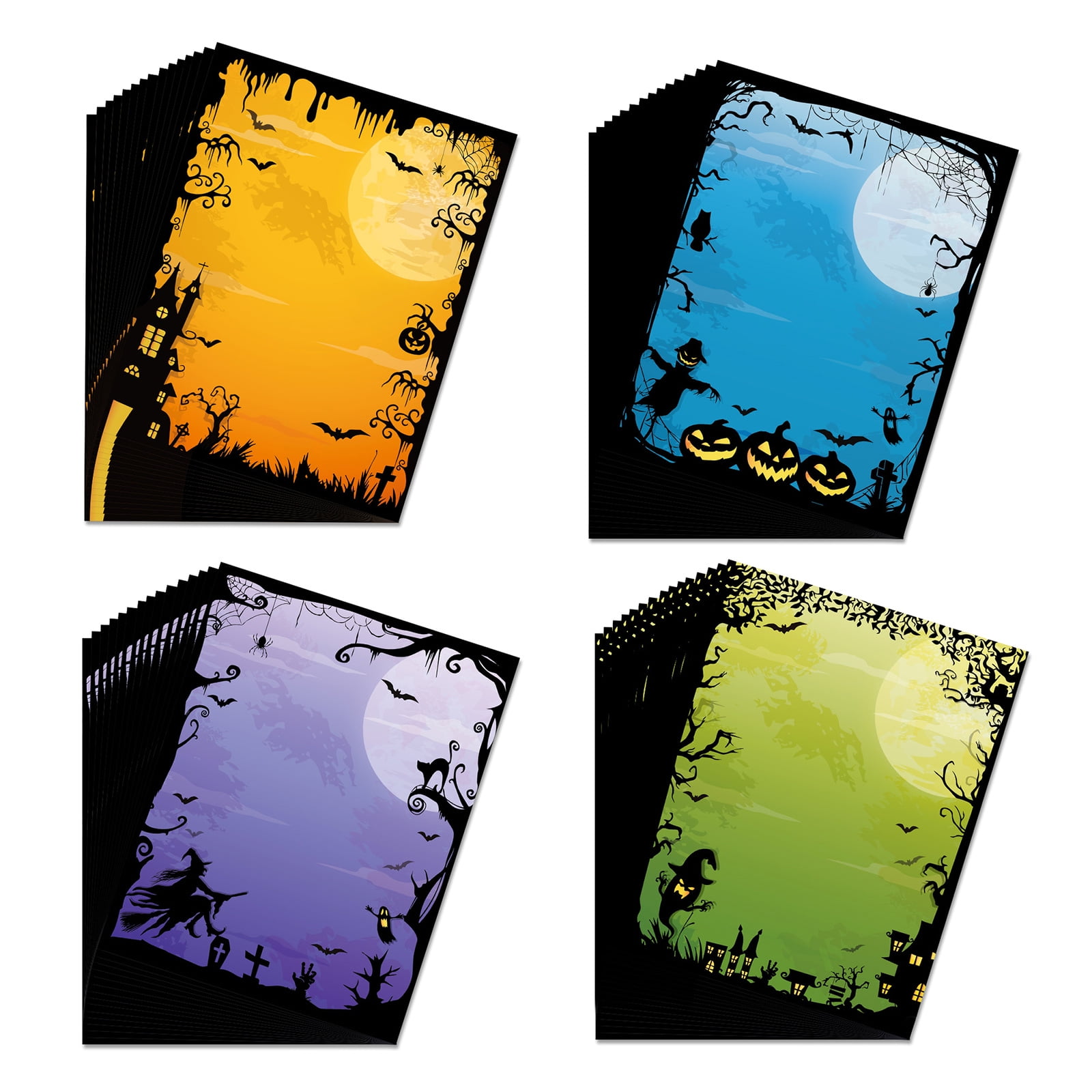 60 Sheets Halloween Pumpkin Letter Paper 60 Sheets 11x8.5Inch Letter ...