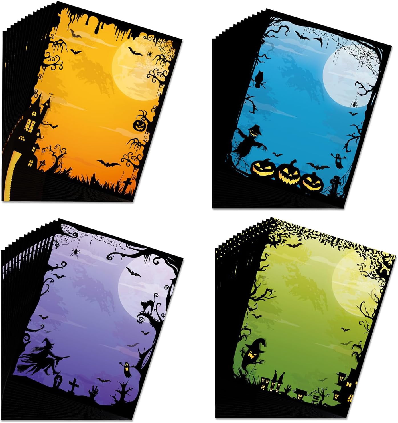 60 Sheets Halloween Themed Letter Paper Printable 11x8.5Inch for ...