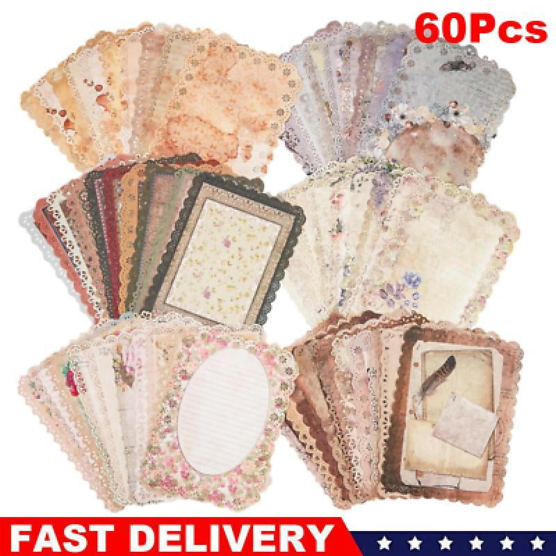60 Sheets Lace Edged Scrapbook Stationery Paper Assorted Set Letter ...