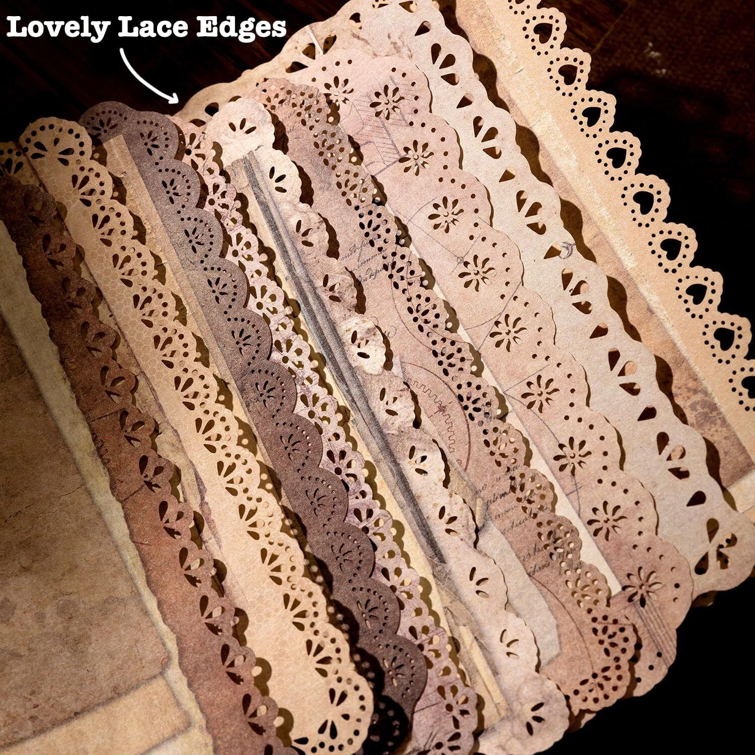 60 Sheets Lace Edged Scrapbook Stationery Paper Assorted Set Letter ...