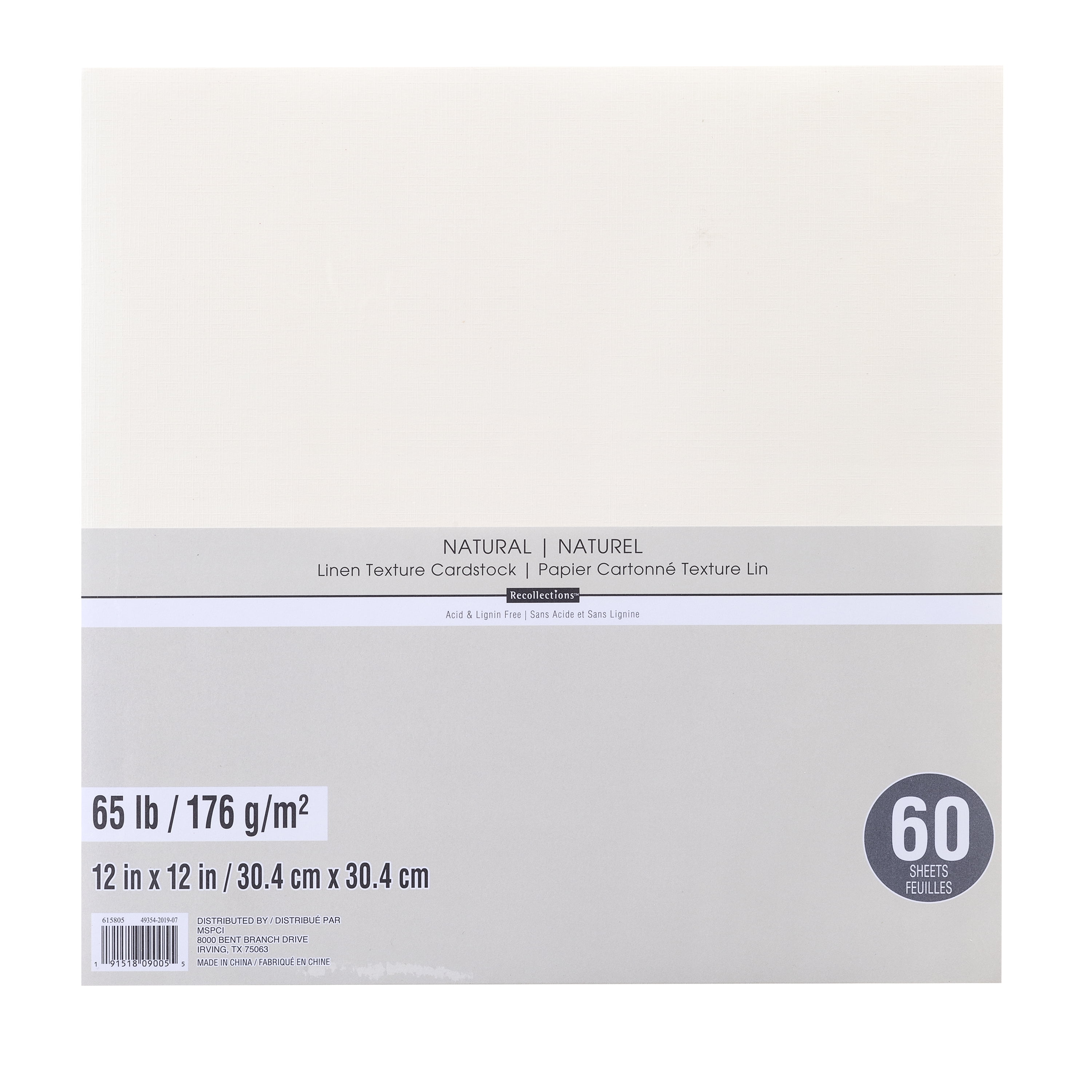 60 Sheets Natural 12” x 12” Linen Texture Cardstock Paper by ...