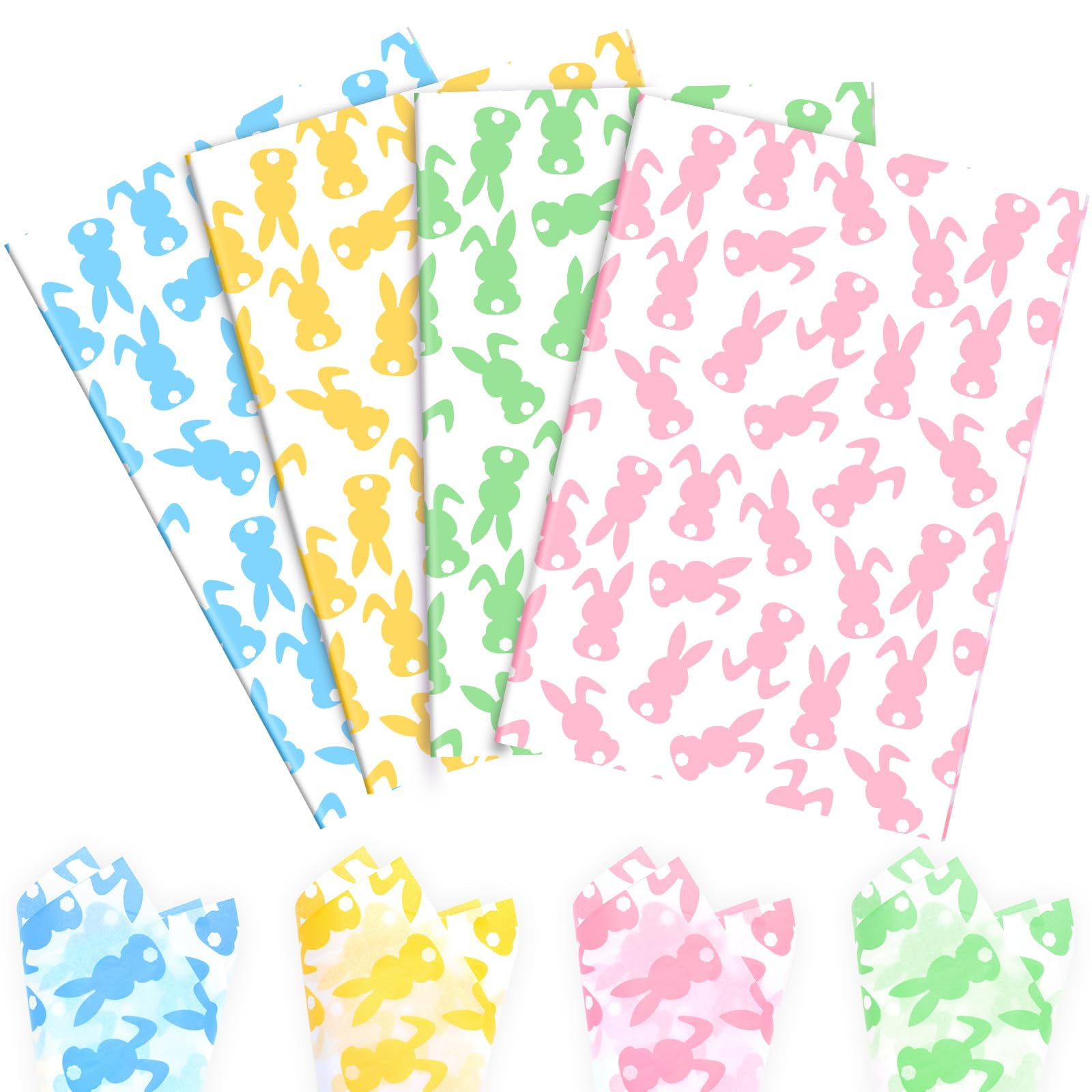 60 Sheets Pastel Color Bunny Tissue Paper, 14'' x 20'' Colorful Rabbit ...