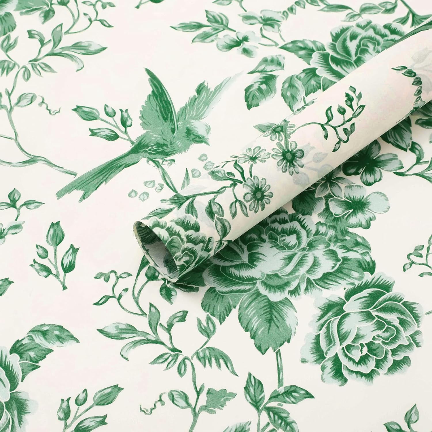 60 Sheets Sage Green Floral Tissue Paper Chinoiserie Bird Flower Gift ...