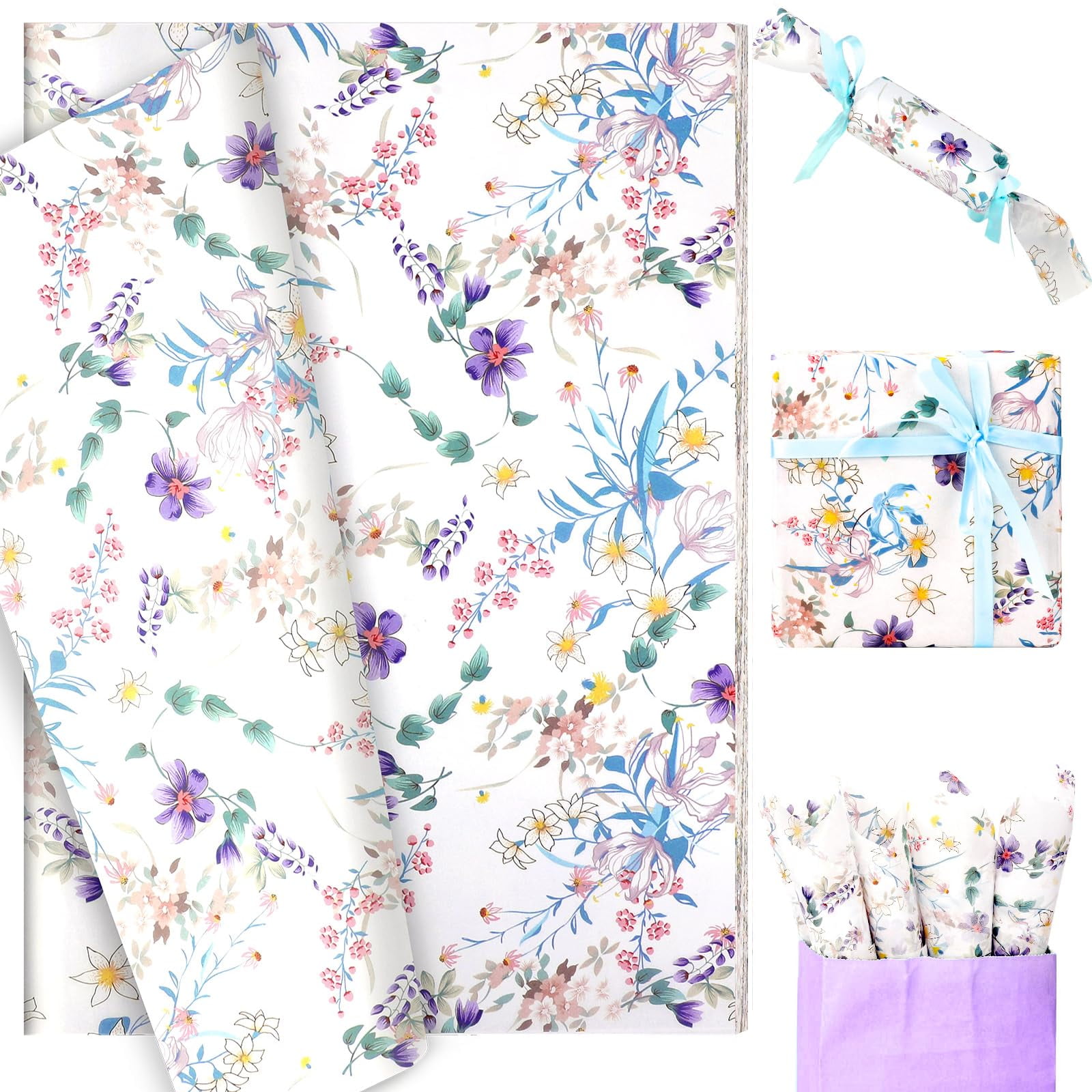 60 Sheets Spring Wildflower MMF7 Tissue Paper - Walmart.com