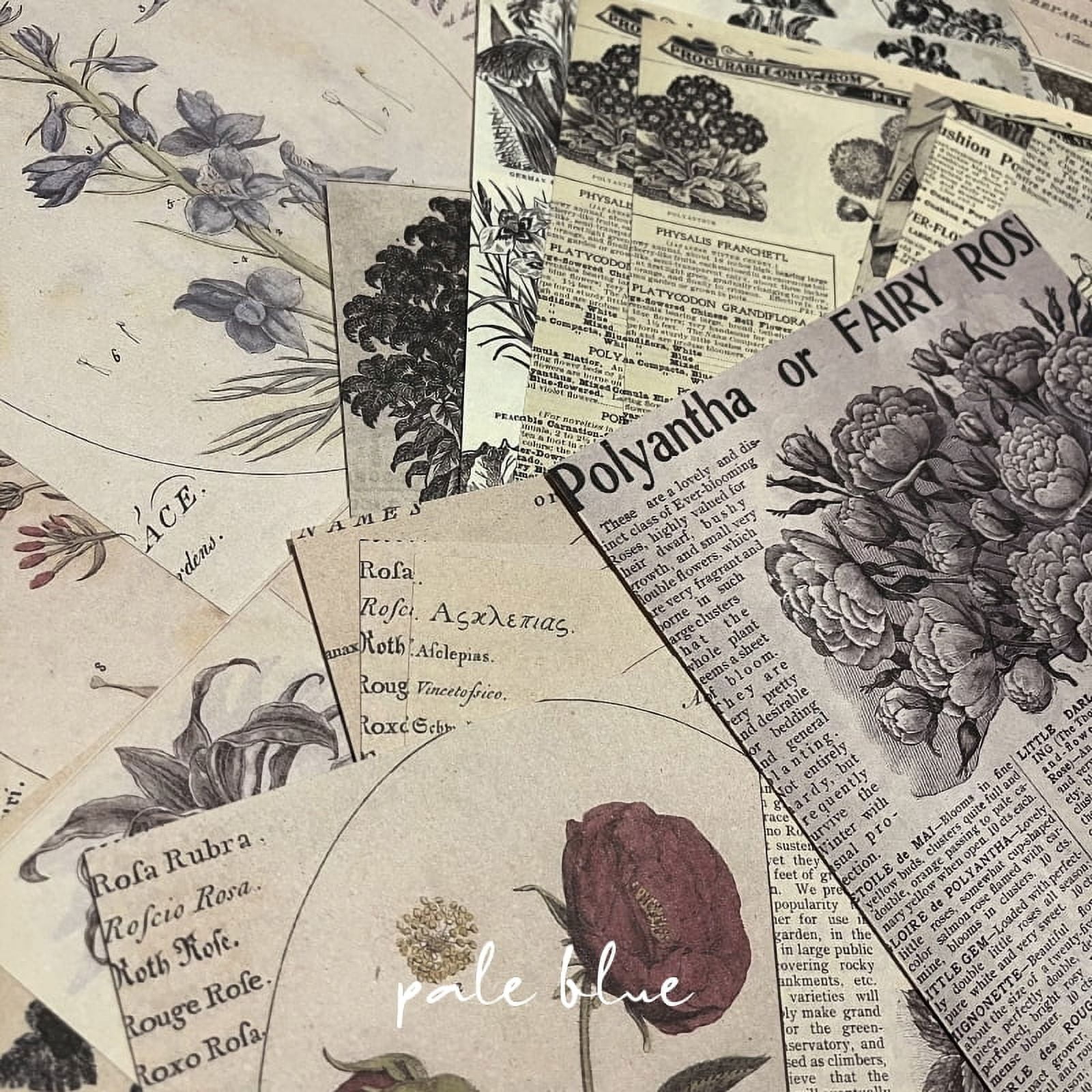 60 Sheets Vintage Floral and Newspaper Sheet Music Scrapbook Paper ...