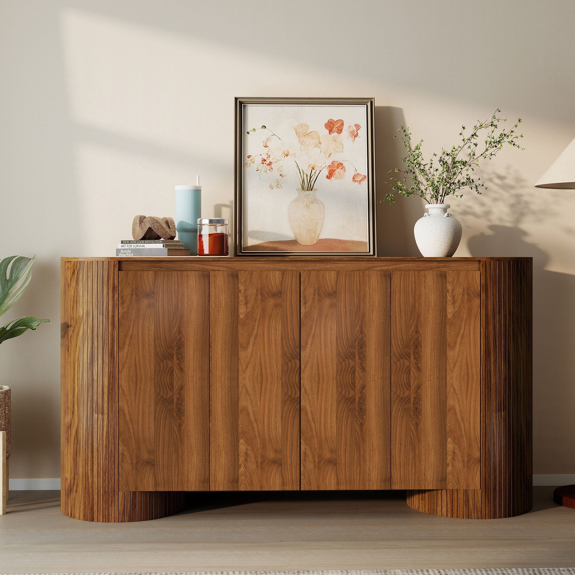 60” Sideboard Buffet Cabinet with Storage Mid Century Modern Storage ...