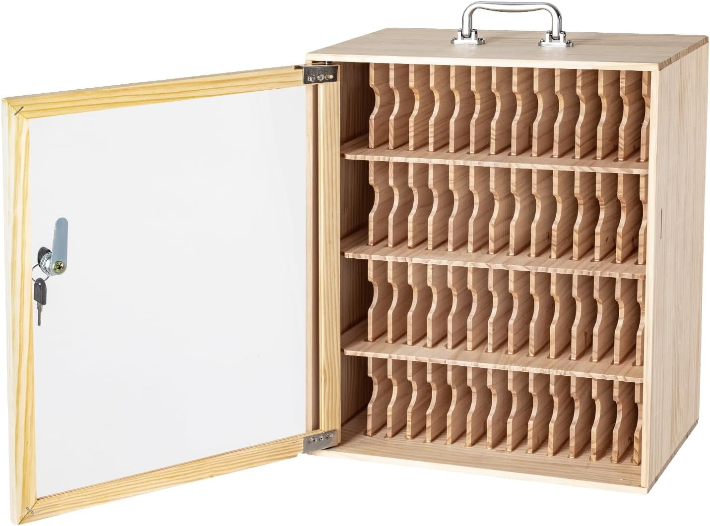 60 Slot Cell Phone Locker Cabinet, Wooden Cell Phones Storage Cabinet ...