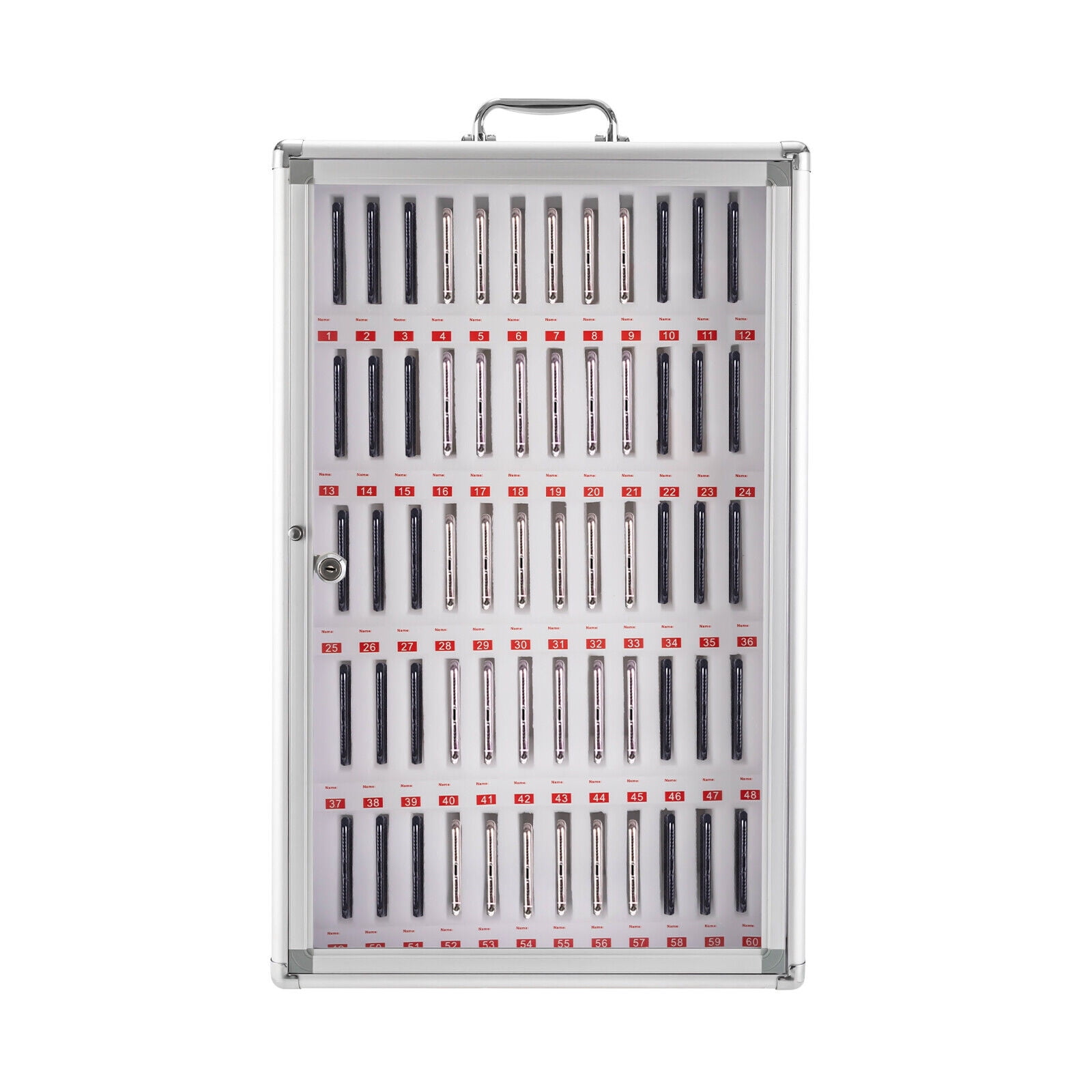 60 Slot Cell Phone Storage Cabinet Lockable Aluminum Alloy W/ Handle ...