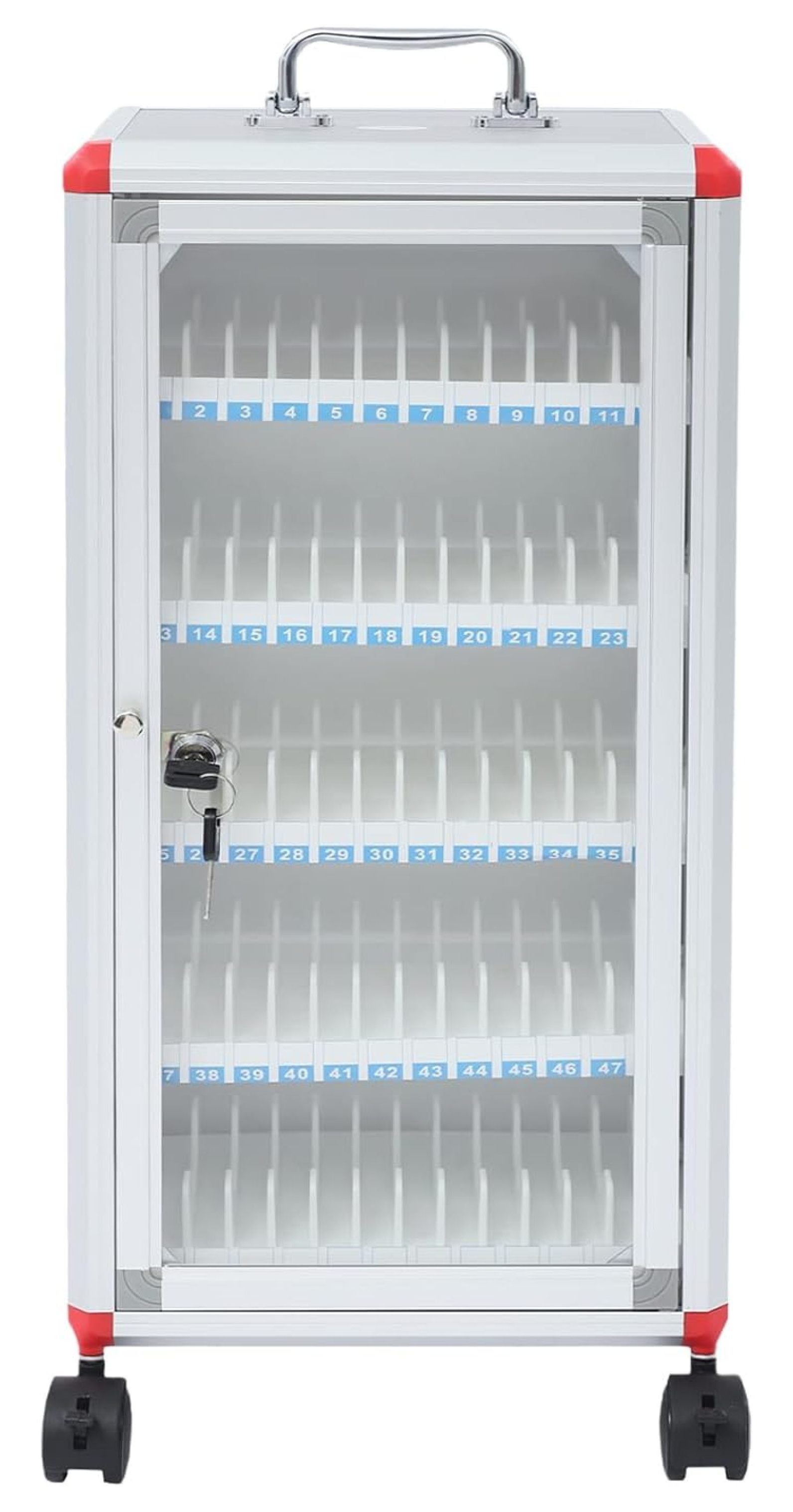 60 Slots Aluminum Alloy Pocket Chart Cell Phones Storage Cabinet for ...