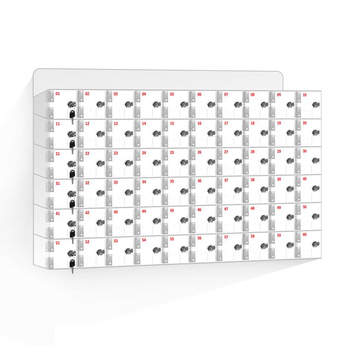 60 Slots Cell Phone Locker Box, Acrylic Clear Cell Phone Locker Box ...