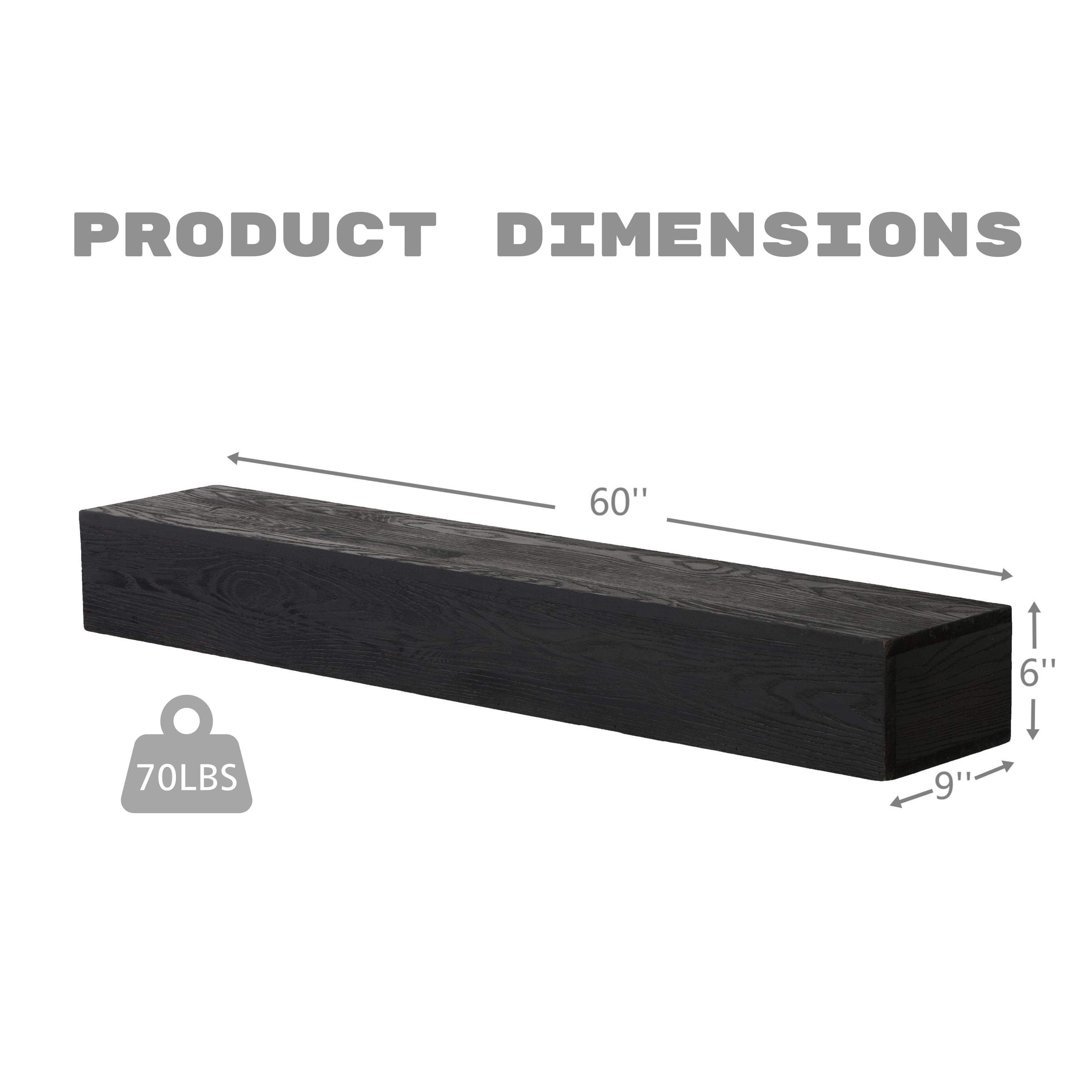 60'' Solid Wood Fireplace Mantel Western Red Cedar Wall-Mounted ...