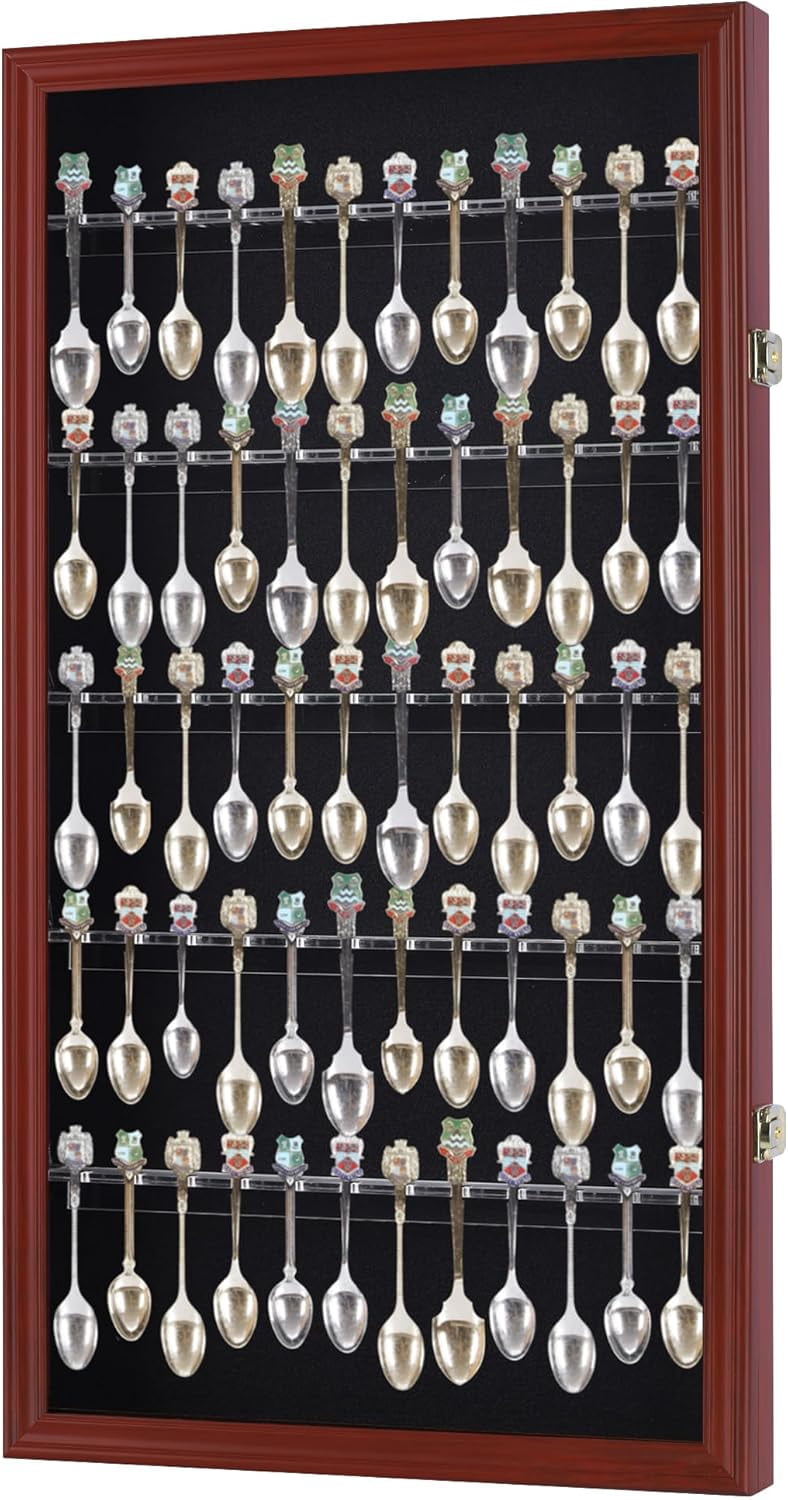 60 Souvenir Spoon Tea Spoon Display Case Rack Holder Wall Cabinet ...