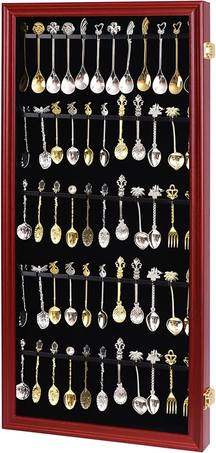 60 Souvenir Tea Spoon Display Case Collection Collector Rack Wall Mount ...
