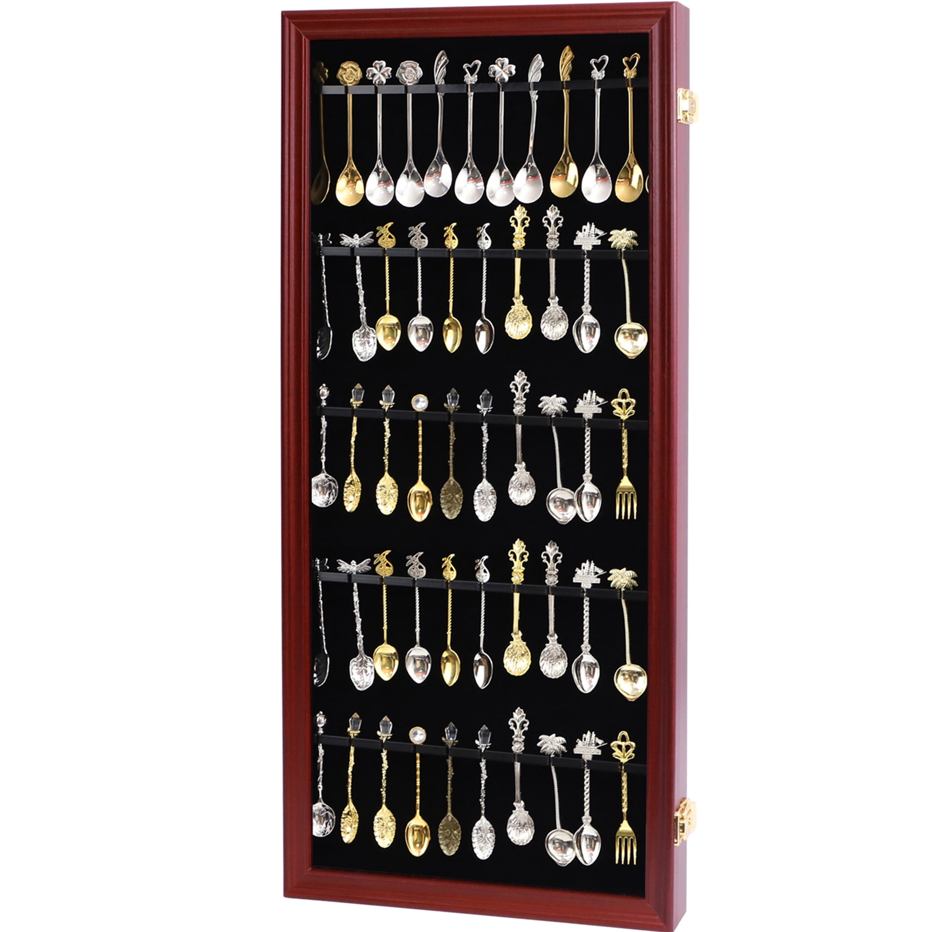 60 Souvenir Tea Spoon Display Case Collection Collector Rack Wall Mount ...