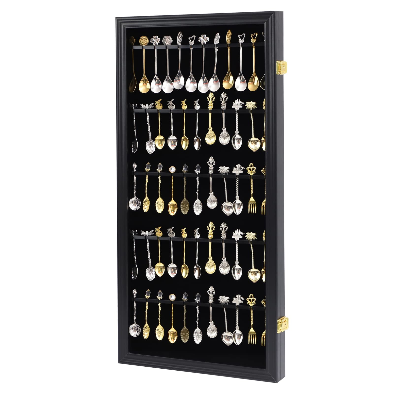 60 Souvenir Tea Spoon Display Case Collection Collector Rack Wall Mount ...