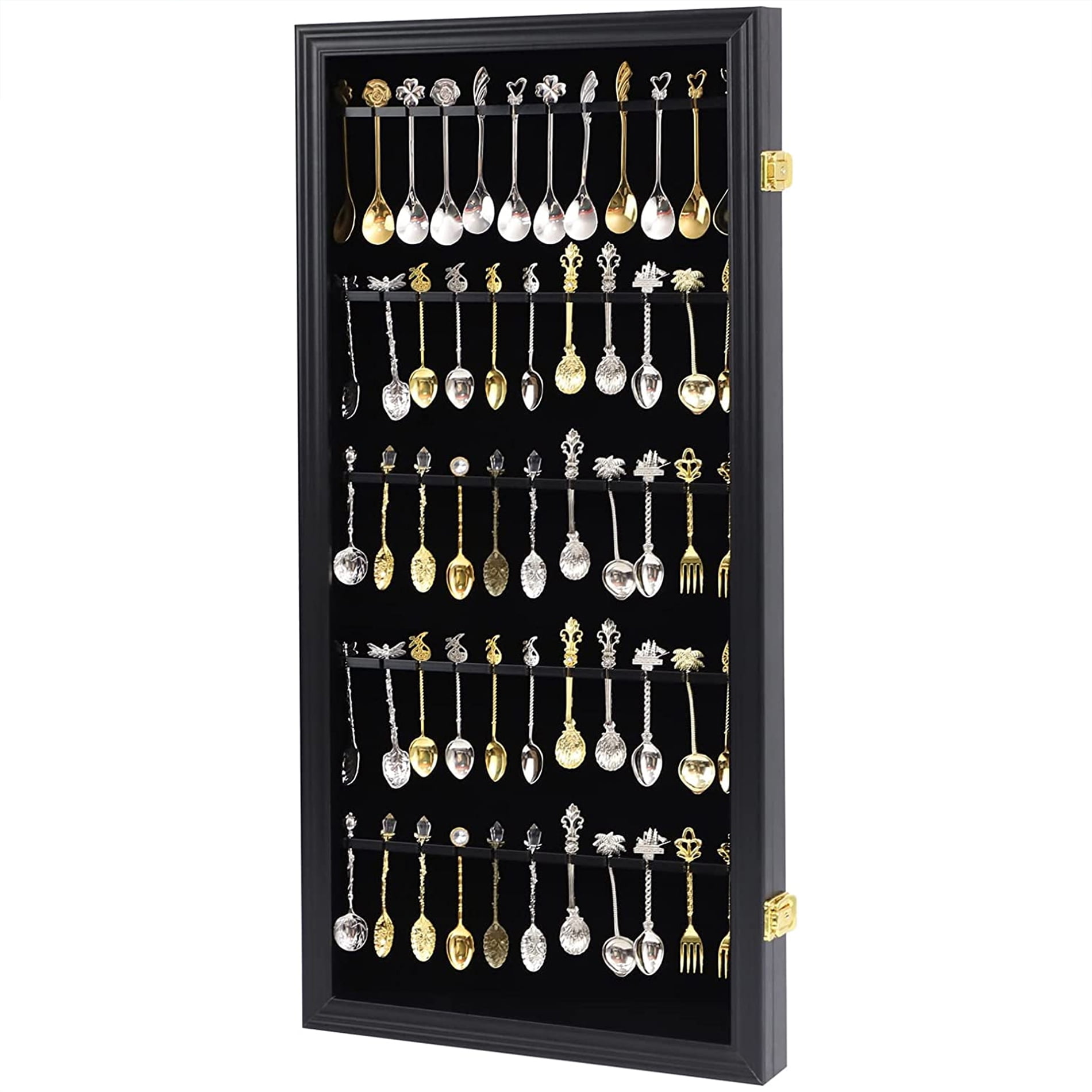 60 Souvenir Tea Spoon Display Case Collection Collector Rack Wall Mount ...
