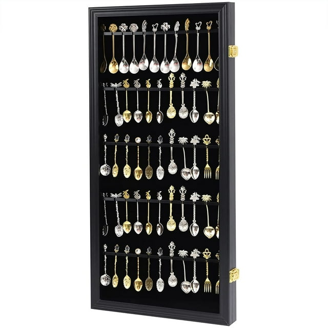 60 Souvenir Tea Spoon Display Case Collection Collector Rack Wall Mount ...
