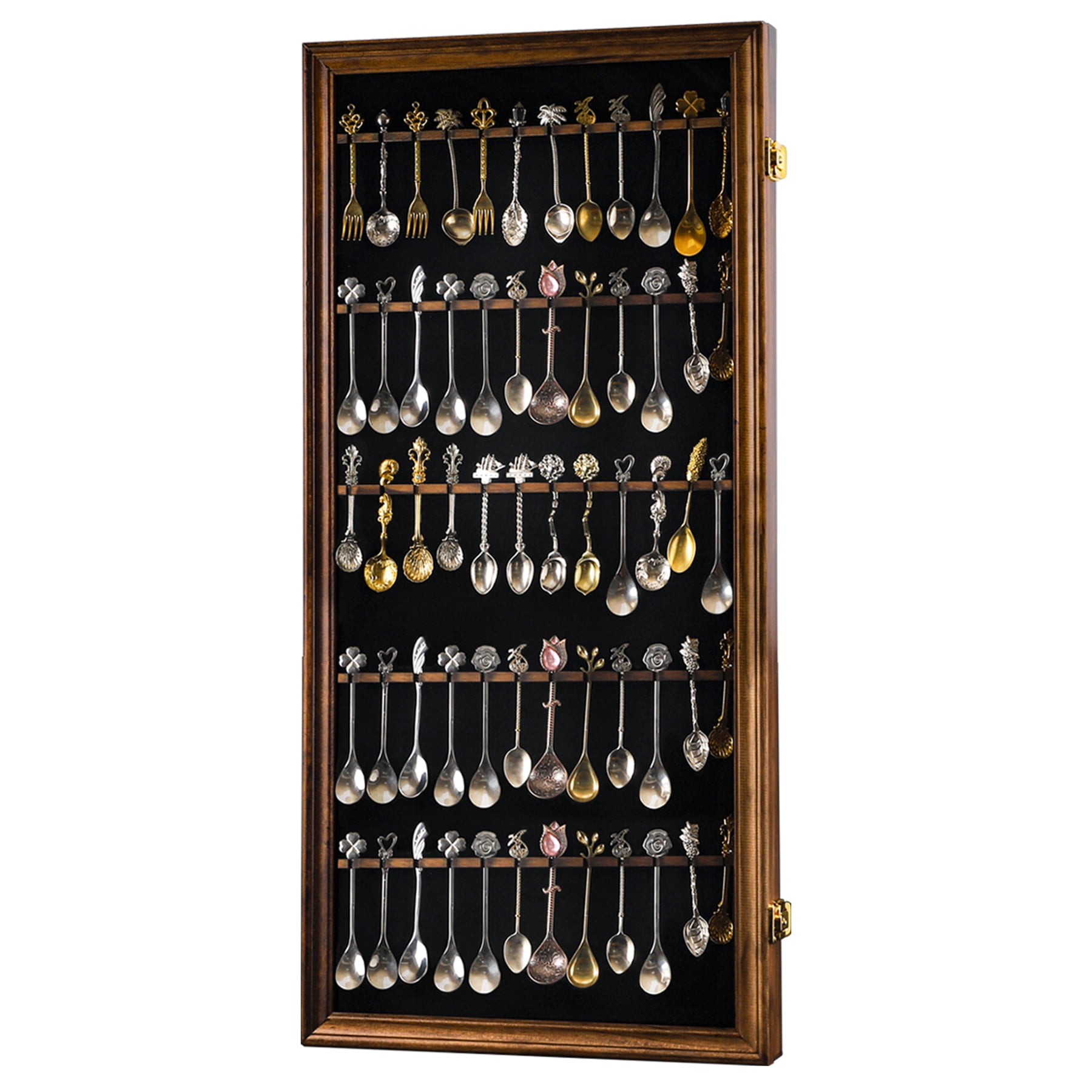 60 Souvenir Tea Spoon Display Case Collection Collector Rack Wall Mount ...