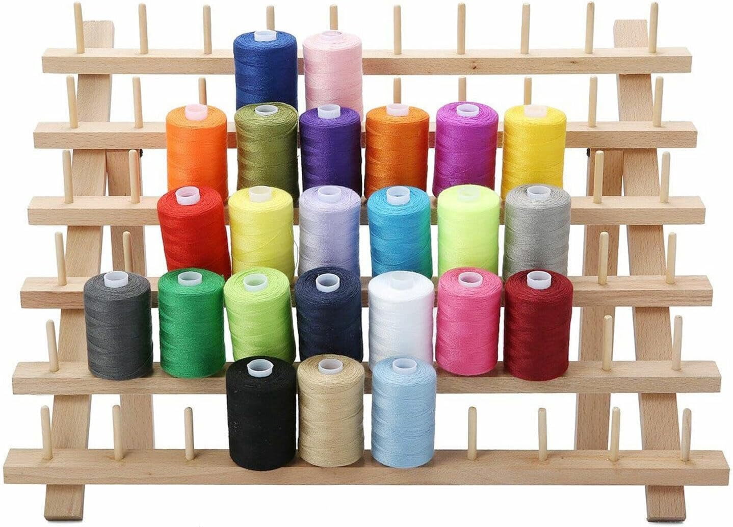 Wood Yarn Holder Spool Holder, 30-Spool Thread Rack, Wooden Embroidery ...