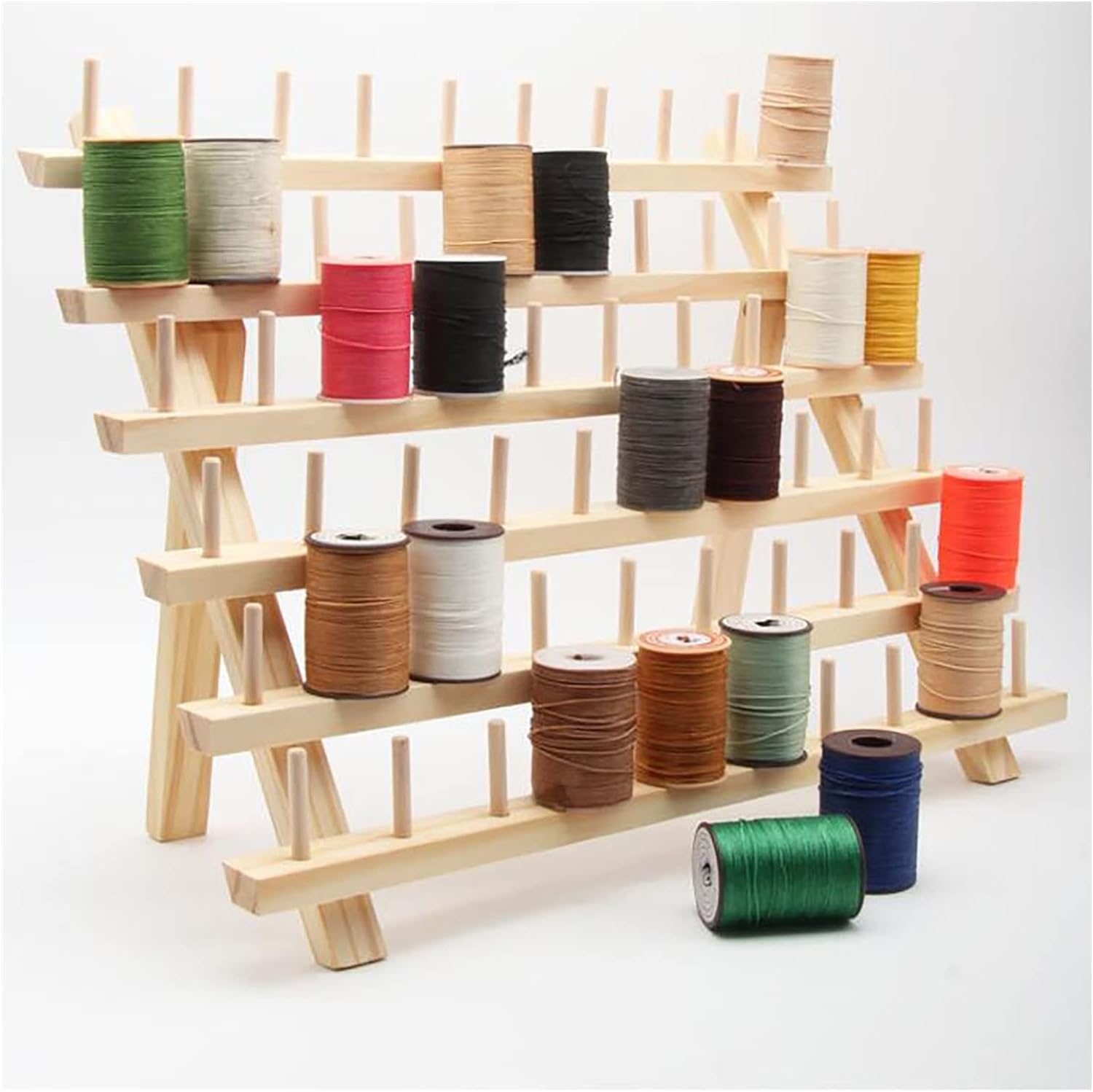 60 Spools Wooden Thread Holder Embroidery Thread Organizer Braiding ...