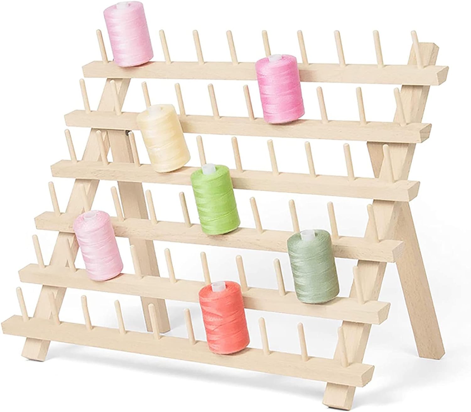 60 Spools Wooden Thread Holder, Large Thread Racks, Wall Mount Thread ...
