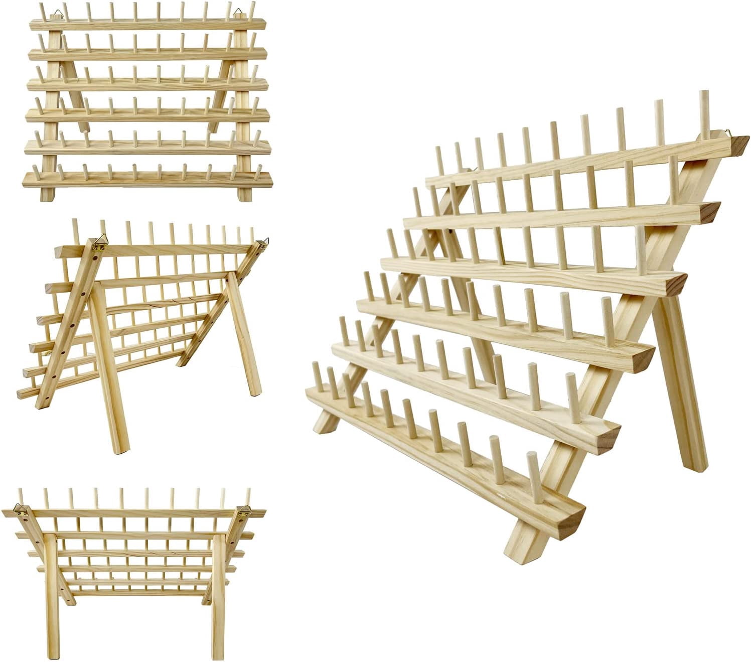 60 Spools Wooden Thread Rack/Braiding Hair Rack/Thread Holder Organizer ...