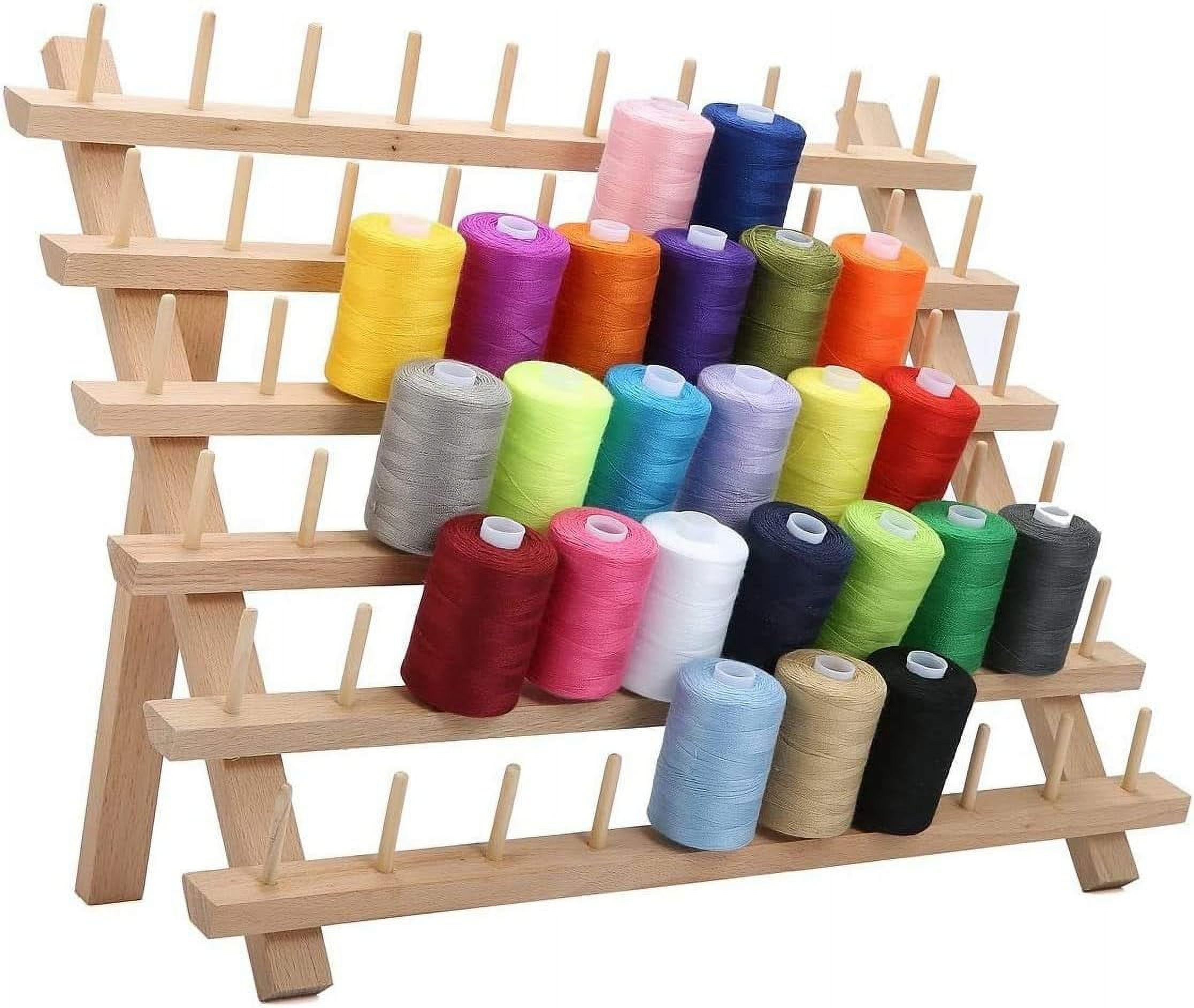 60 Spools Wooden Thread Rack Embroidery Thread Holder Foldable Thread ...