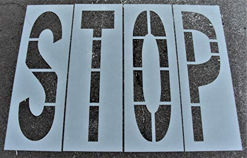 60" Stop Parking Lot Stencil - Individual 16" Wide Letters - 60 Mil ...