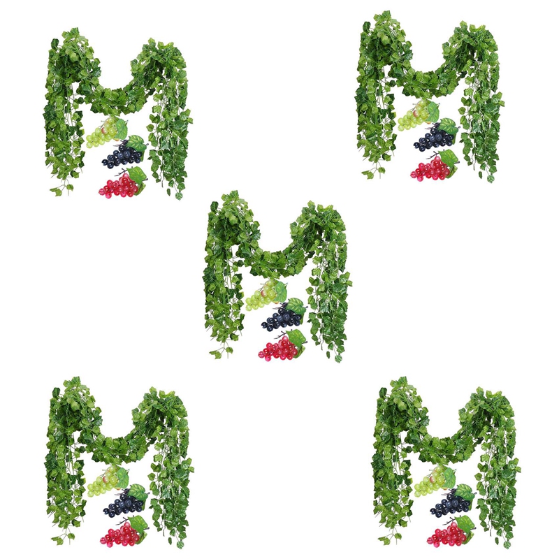 60 Strands Artificial Fake Grape Vines Ivy Leaves with 15 Strings ...
