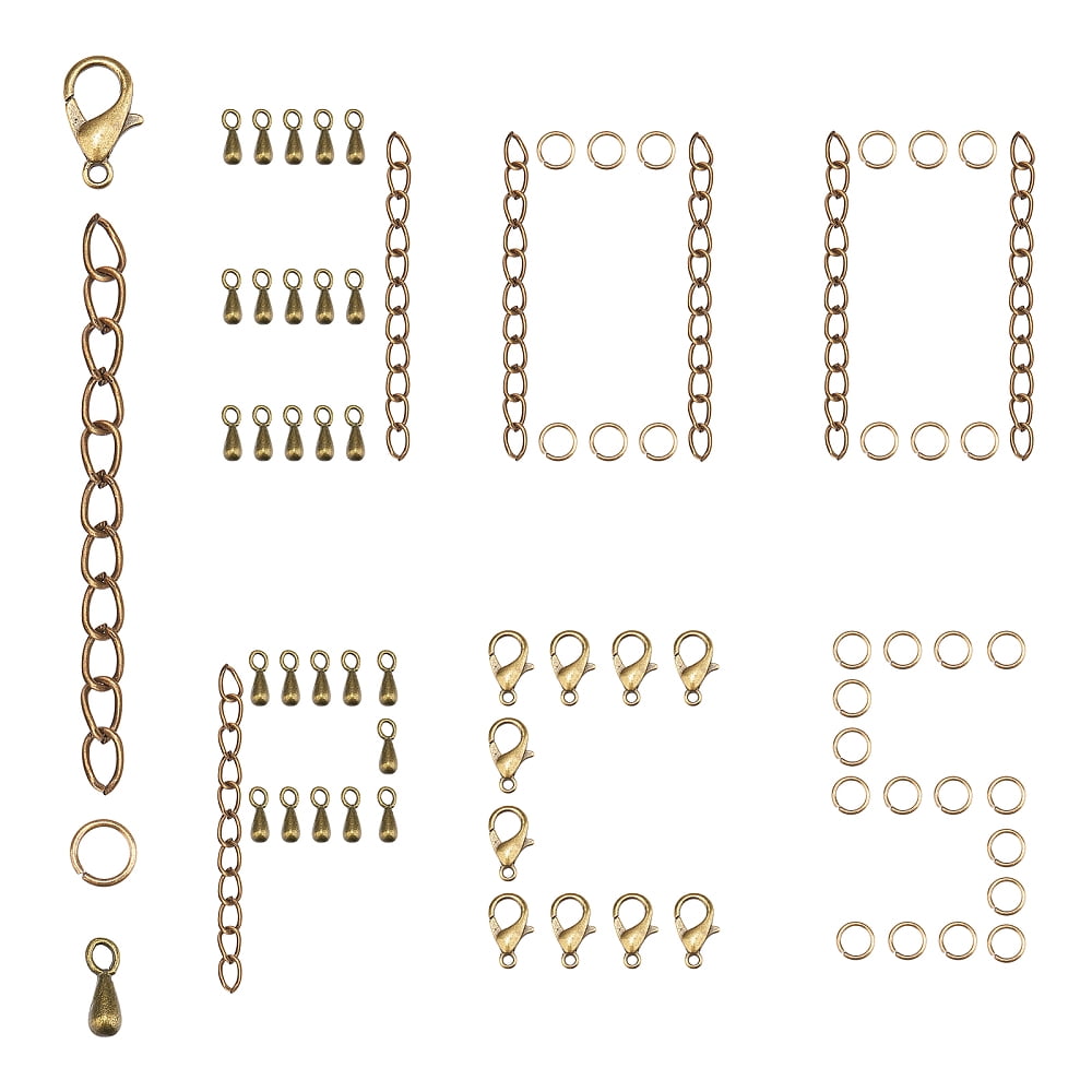 60 Strands Iron Chain Extender 60Pcs Alloy Charms 240Pcs Iron Open Jump ...